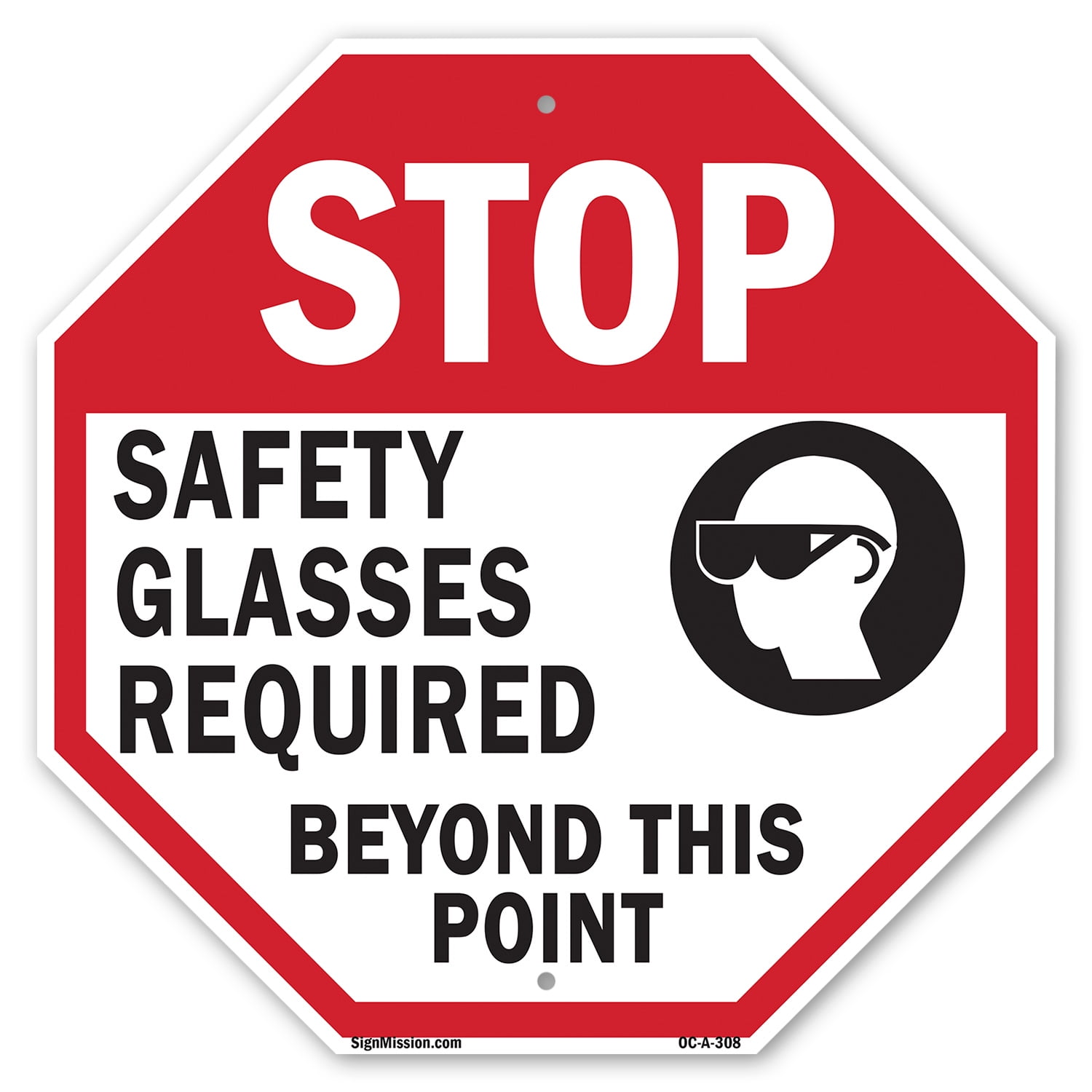Stop Safety Glasses Required Beyond This Point 10 inch X 10 inch ...