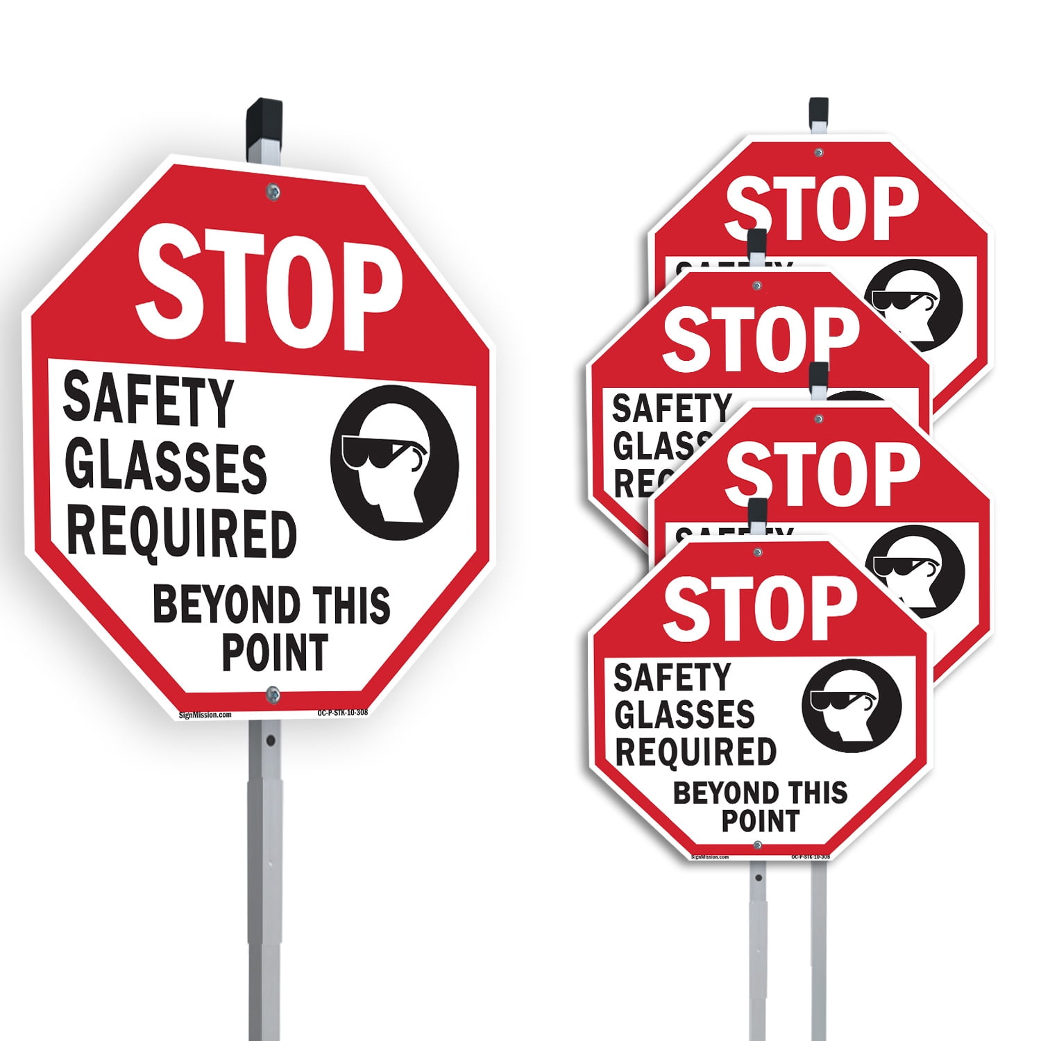 Stop Safety Glasses Required Beyond This Point (5 Pack) 10 inch X 10 ...