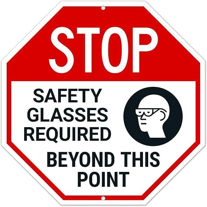 Stop Safety Glasses Required Beyond This Point Metal Tin Sign for Home ...