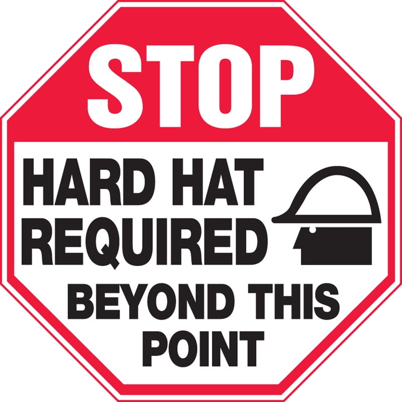 Stop Safety Sign Hard Hat Required Beyond This Point Metal Signs 12 ...