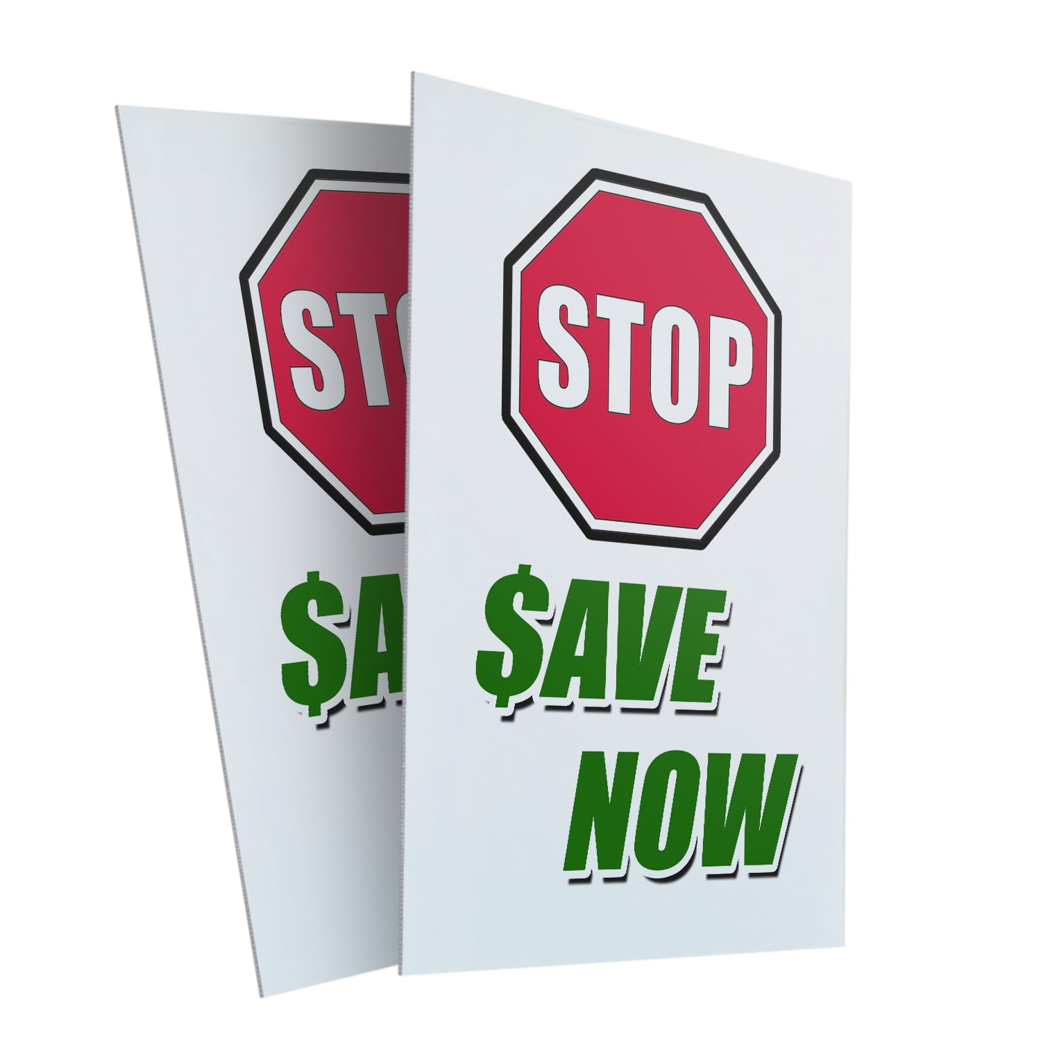Stop Save Now (2-PACK) 24" x 36" Plastic Signs | Sign Insert 4mm ...
