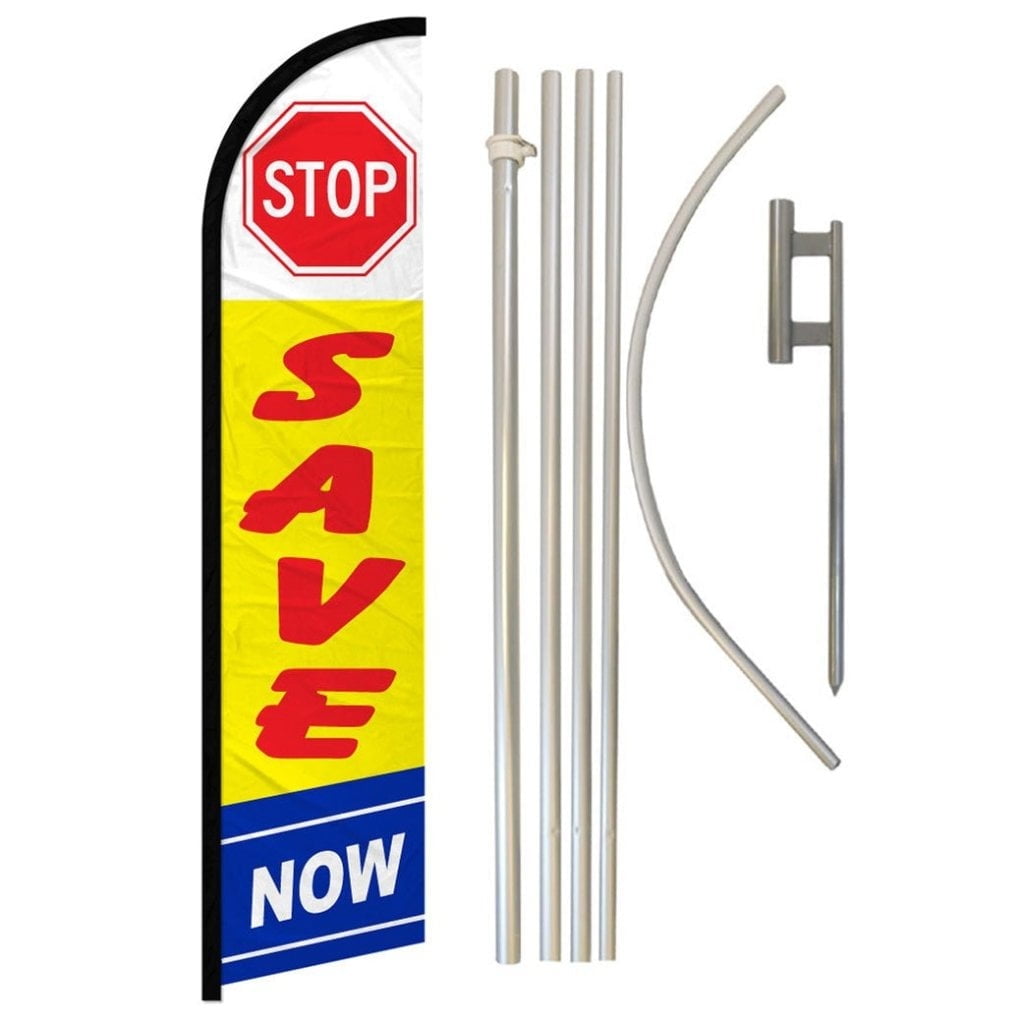 Stop Save Now Windless Banner Flag & Pole Kit - Walmart.com