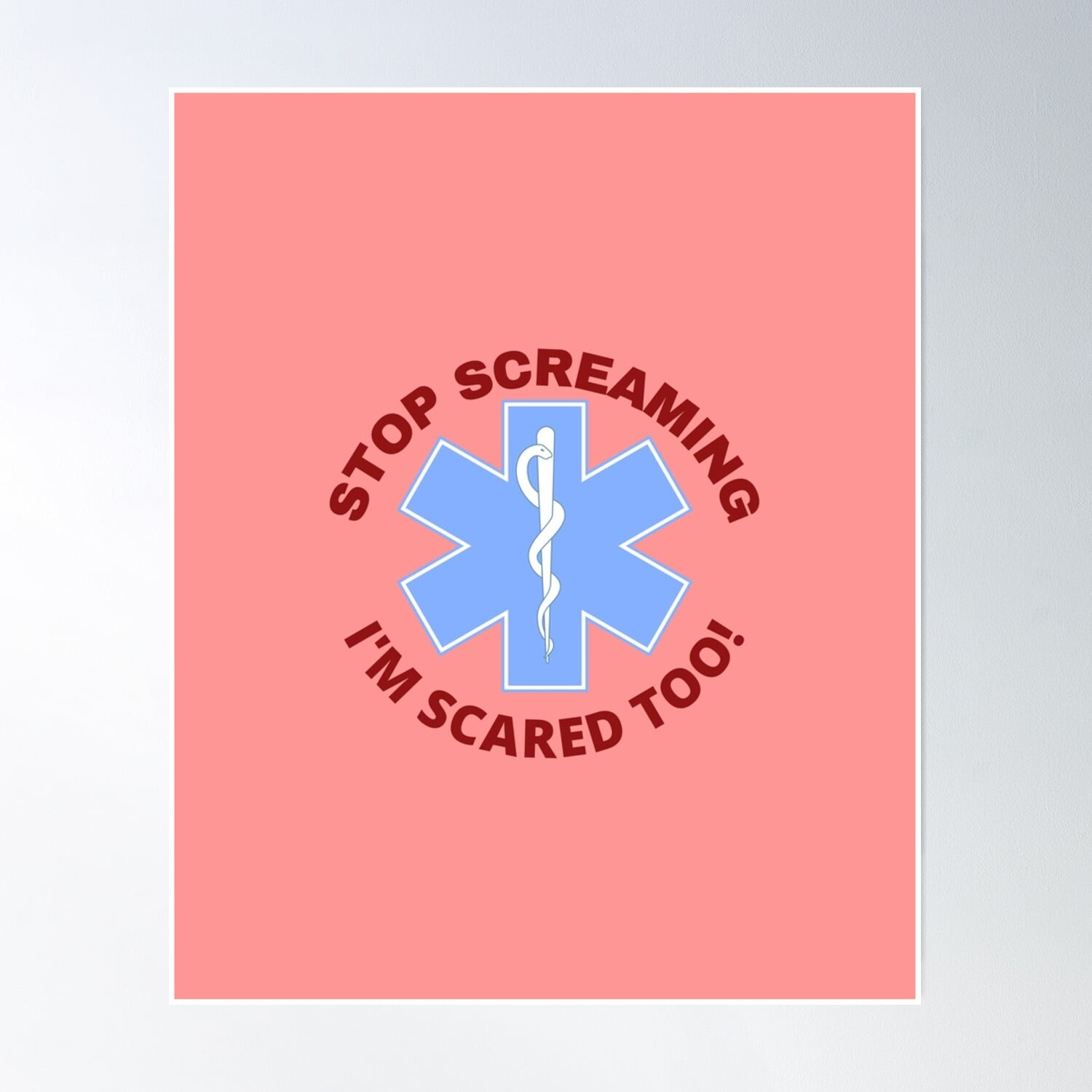 Stop Screaming I'M Scared Too Ems, Emt, Paramedic Poster Wall Art ...