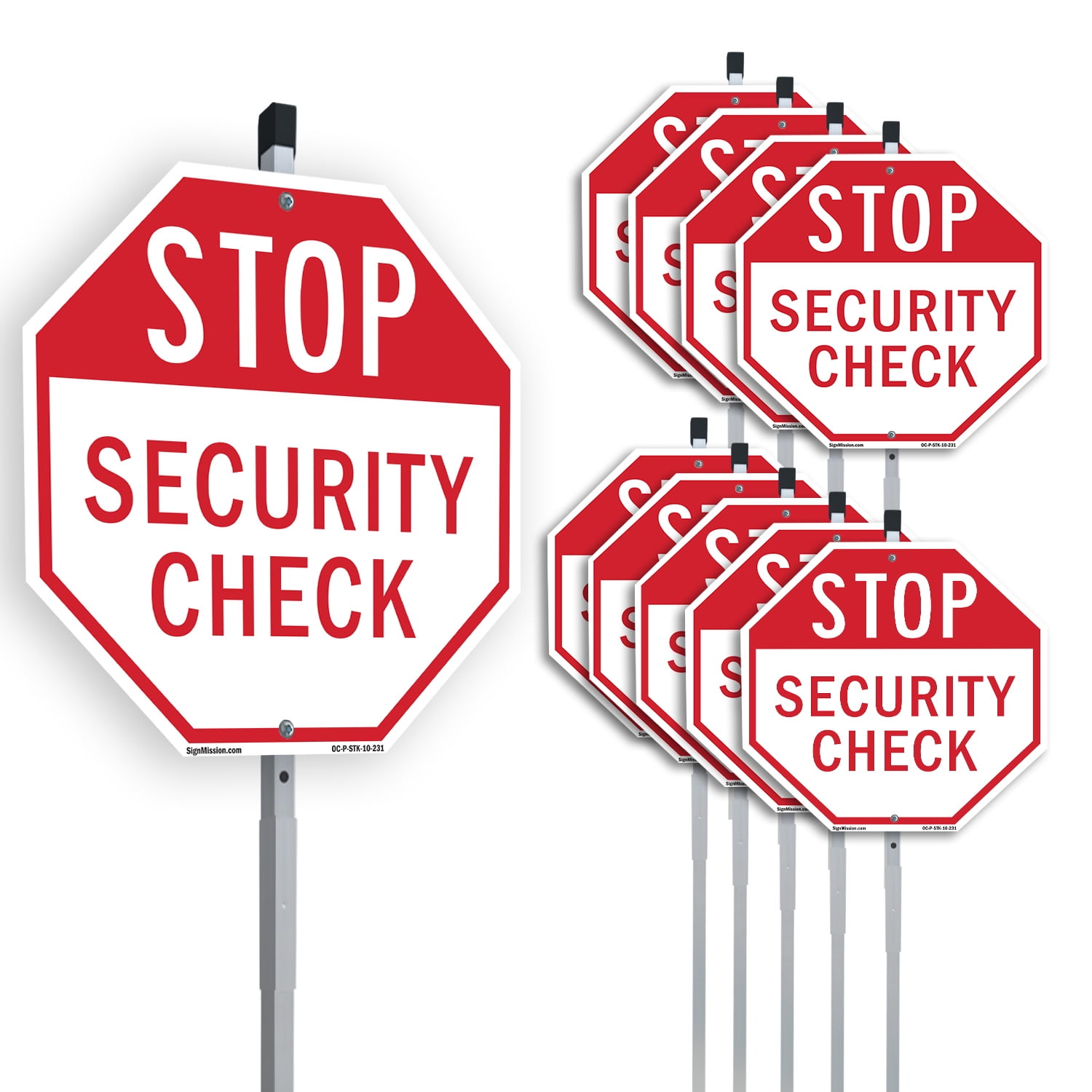 Stop Security Check (10 Pack) 10 inch X 10 inch Octagon Plastic Signs ...