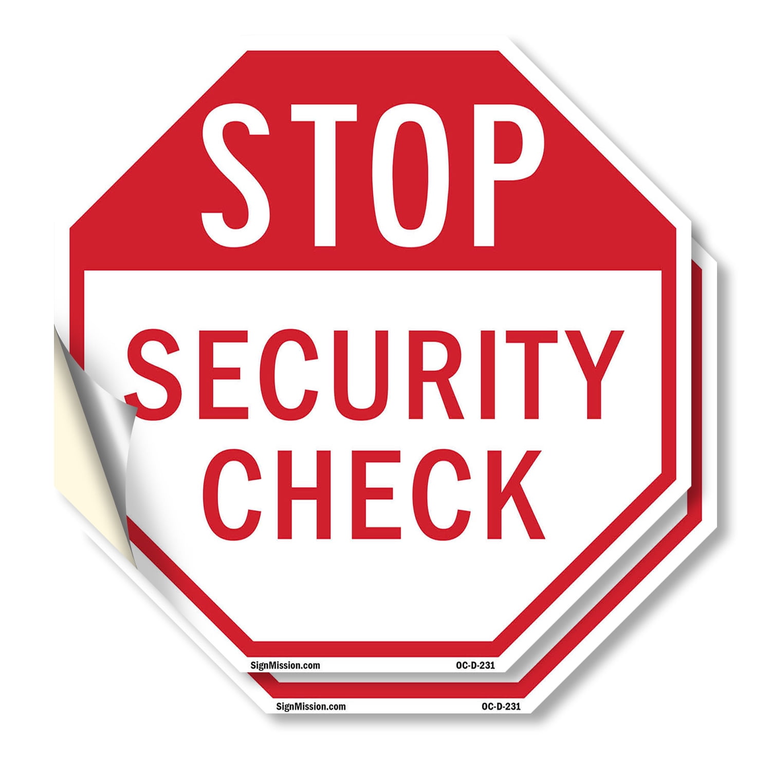 Stop Security Check (2 Pack) 18 inch X 18 inch Octagon Vinyl Label ...
