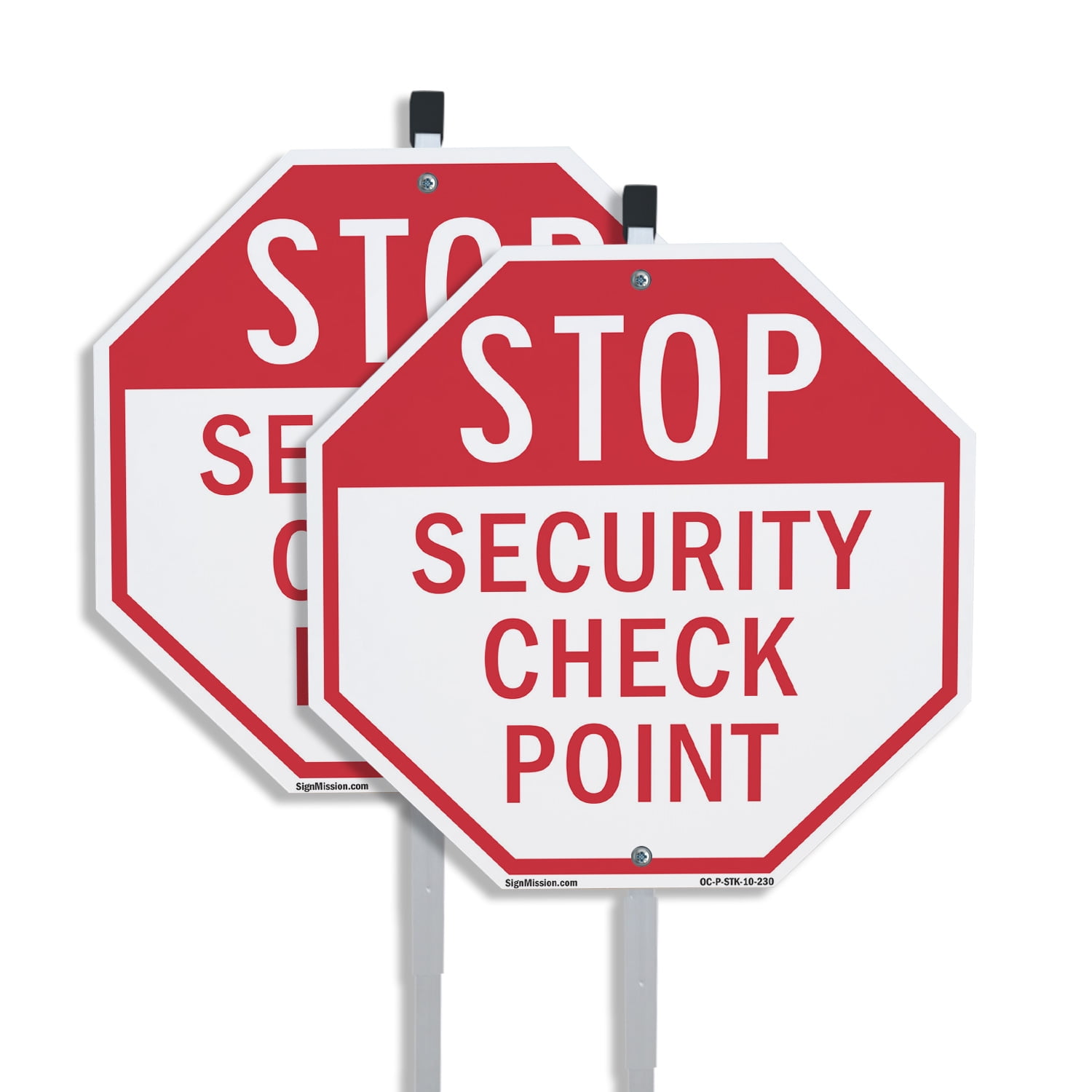 Stop Security Check Point (2 Pack) 10 inch X 10 inch Octagon Aluminum ...