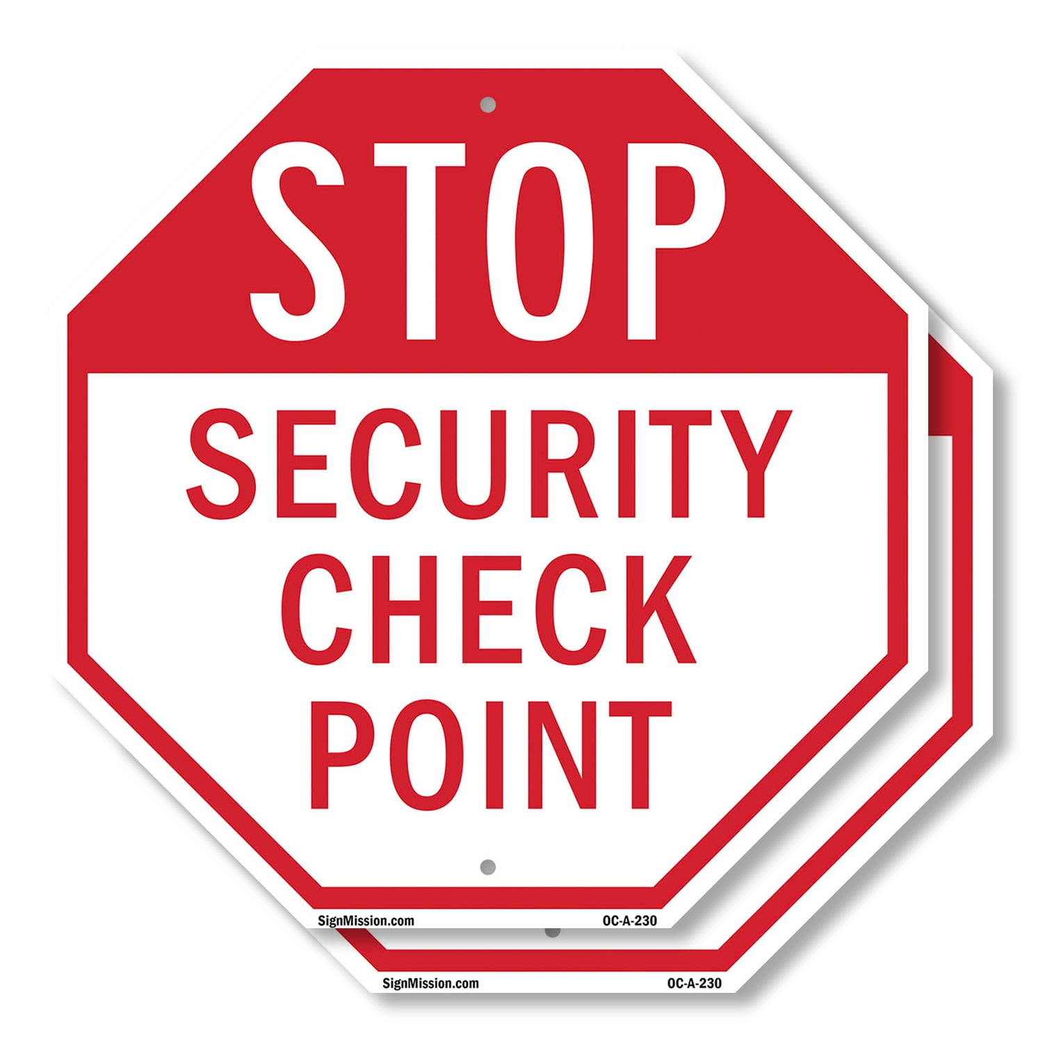 Stop Security Check Point (2 Pack) 18 inch X 18 inch Octagon Plastic ...