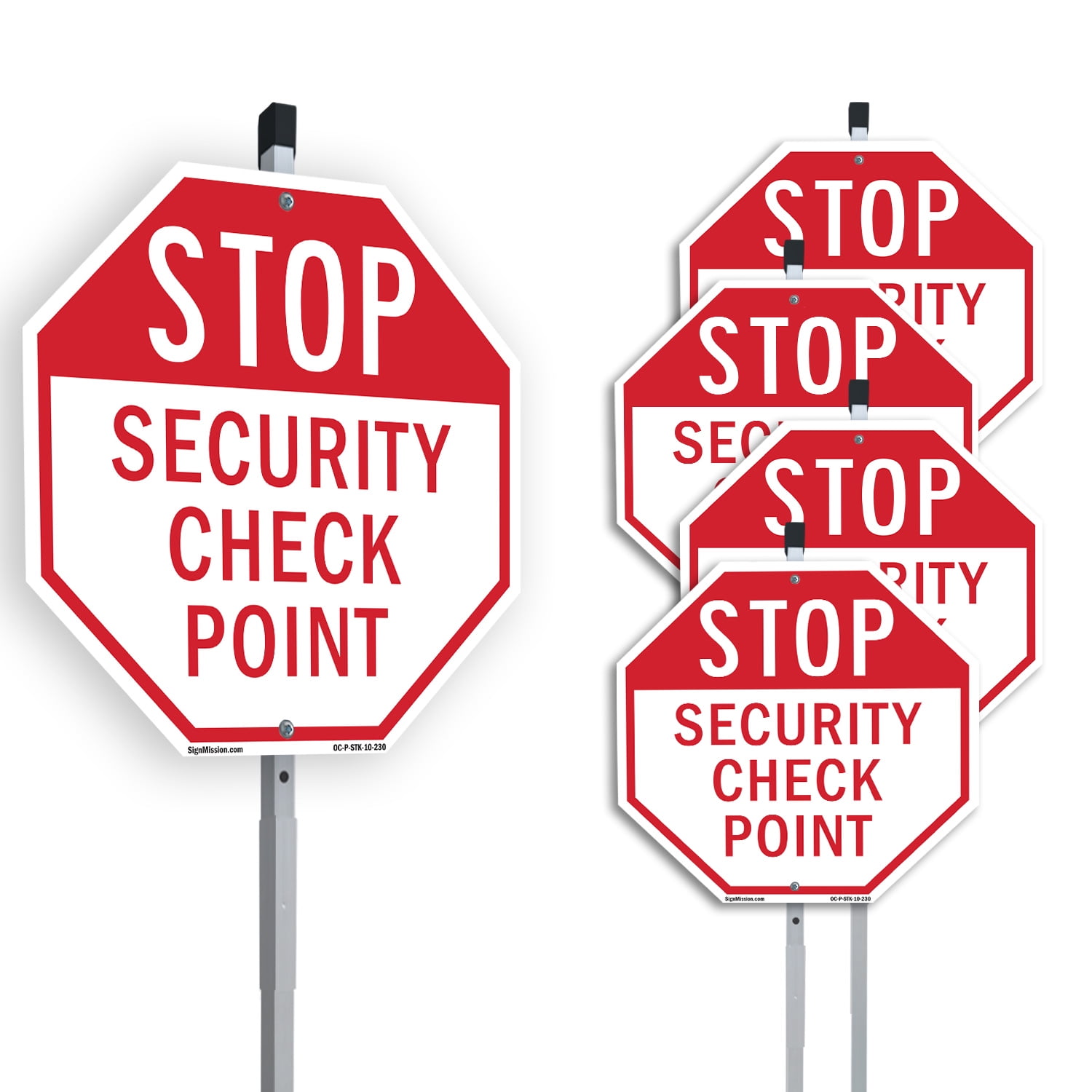Stop Security Check Point (5 Pack) 10 inch X 10 inch Octagon Plastic ...