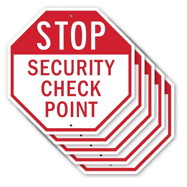 Stop Security Check Point (5 Pack) 10 inch X 10 inch Octagon Rust Free ...