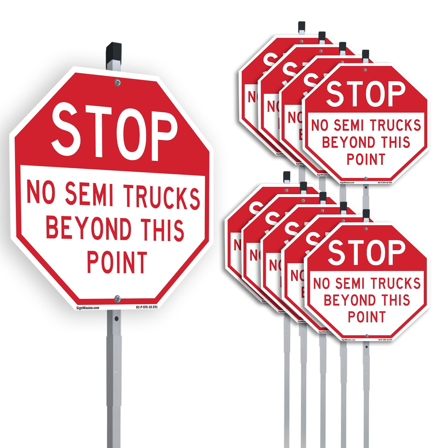 Stop No Semi Trucks Beyond This Point (10 Pack) 10 inch X 10 inch ...
