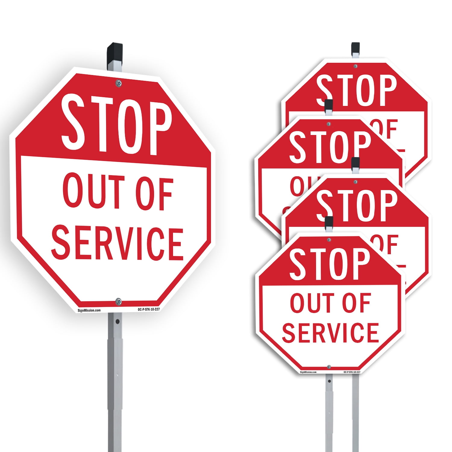 Stop Out of Service (5 Pack) 10 inch X 10 inch Octagon Plastic Signs ...