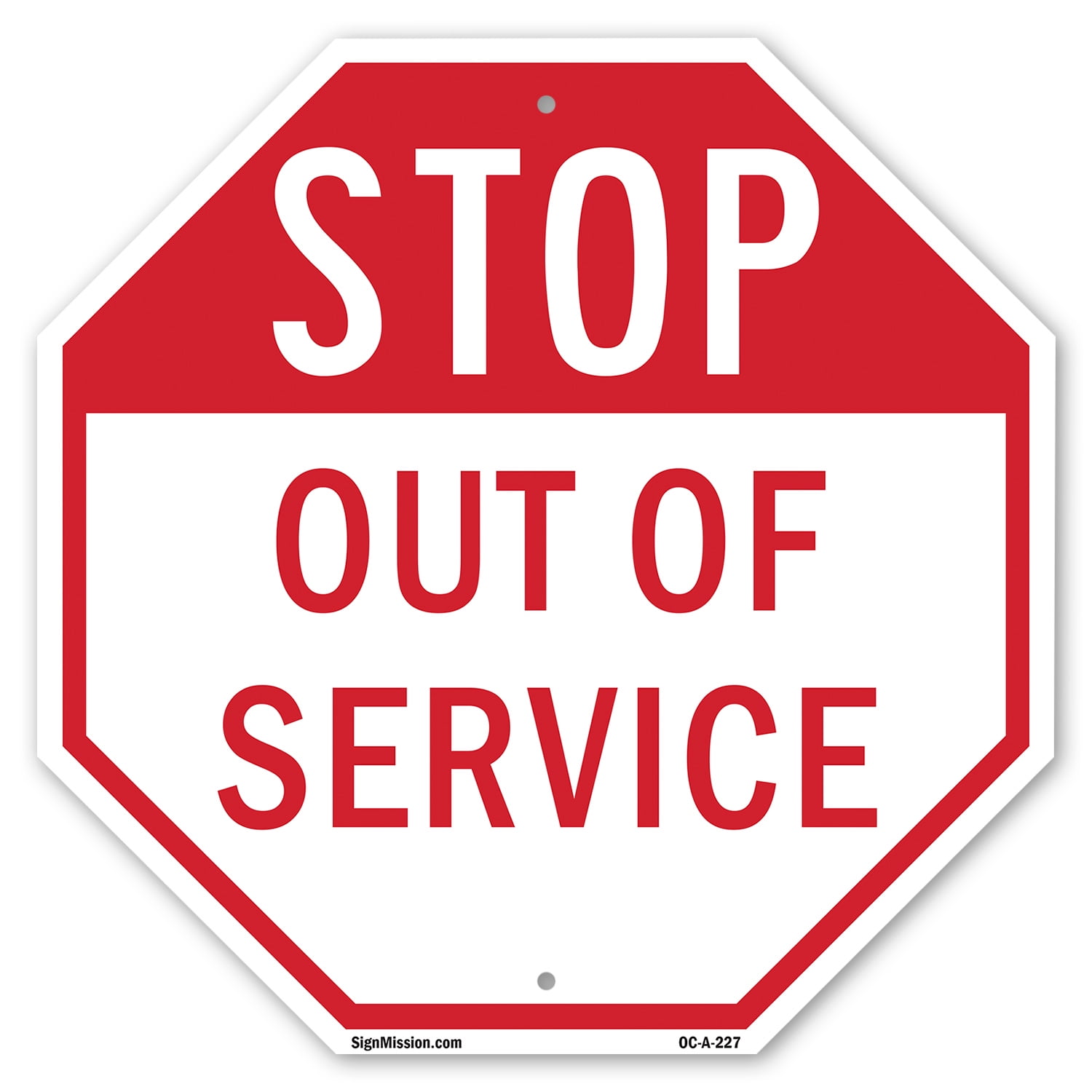 Stop Out of Service 6 inch X 6 inch Octagon Plastic Sign Weather ...