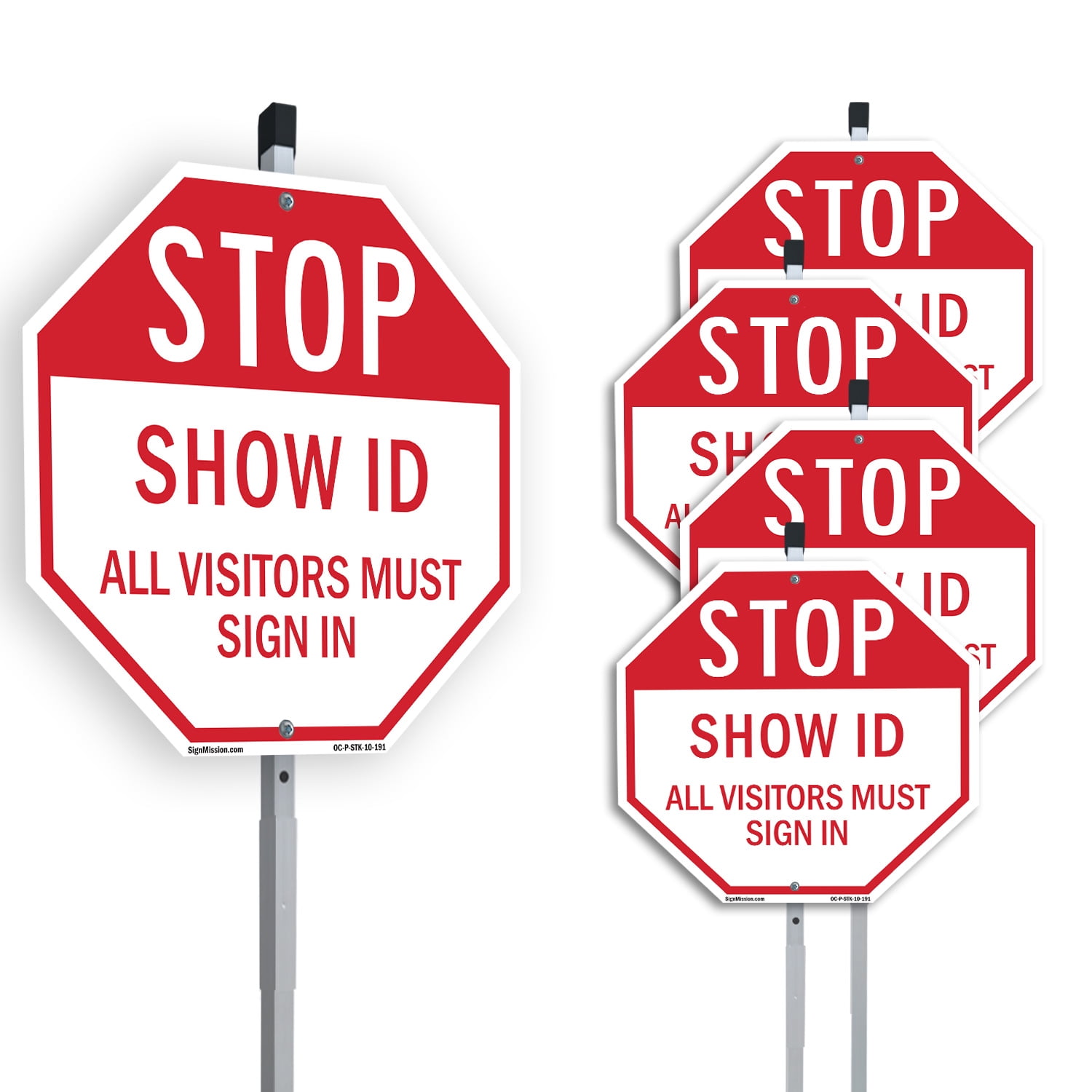Stop Show Id All Visitors Must Sign In (5 Pack) 10 inch X 10 inch ...