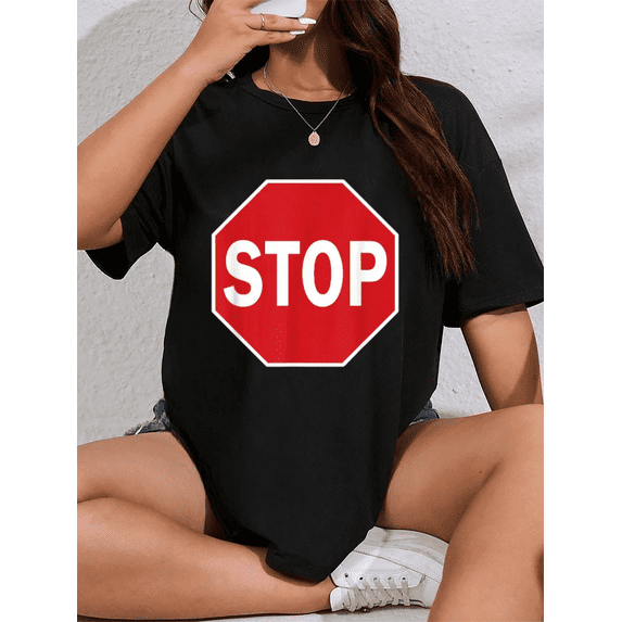Stop Sign Funny Street Sign Traffic Road Safety Graphic up to Size 5XL ...