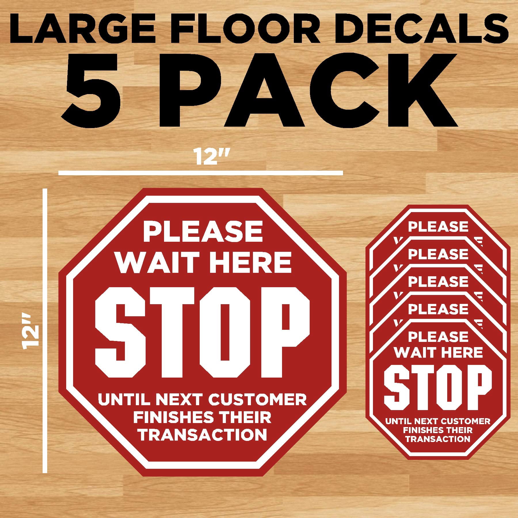 Stop Sign Please Wait Here Floor Decals for Social Distancing - Made in ...