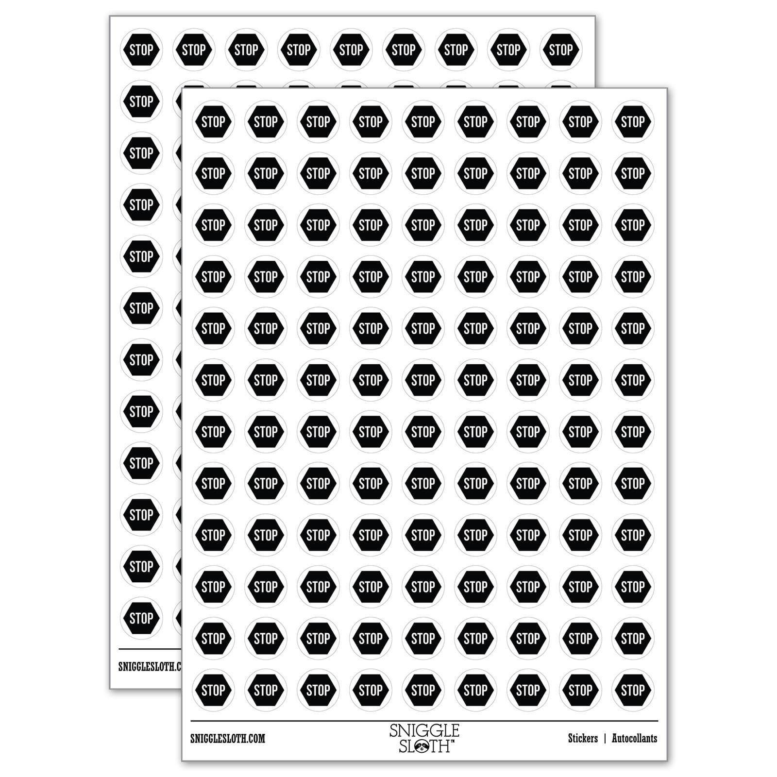 Stop Sign 200+ Round Stickers - White - Gloss Finish - 0.50" Size ...