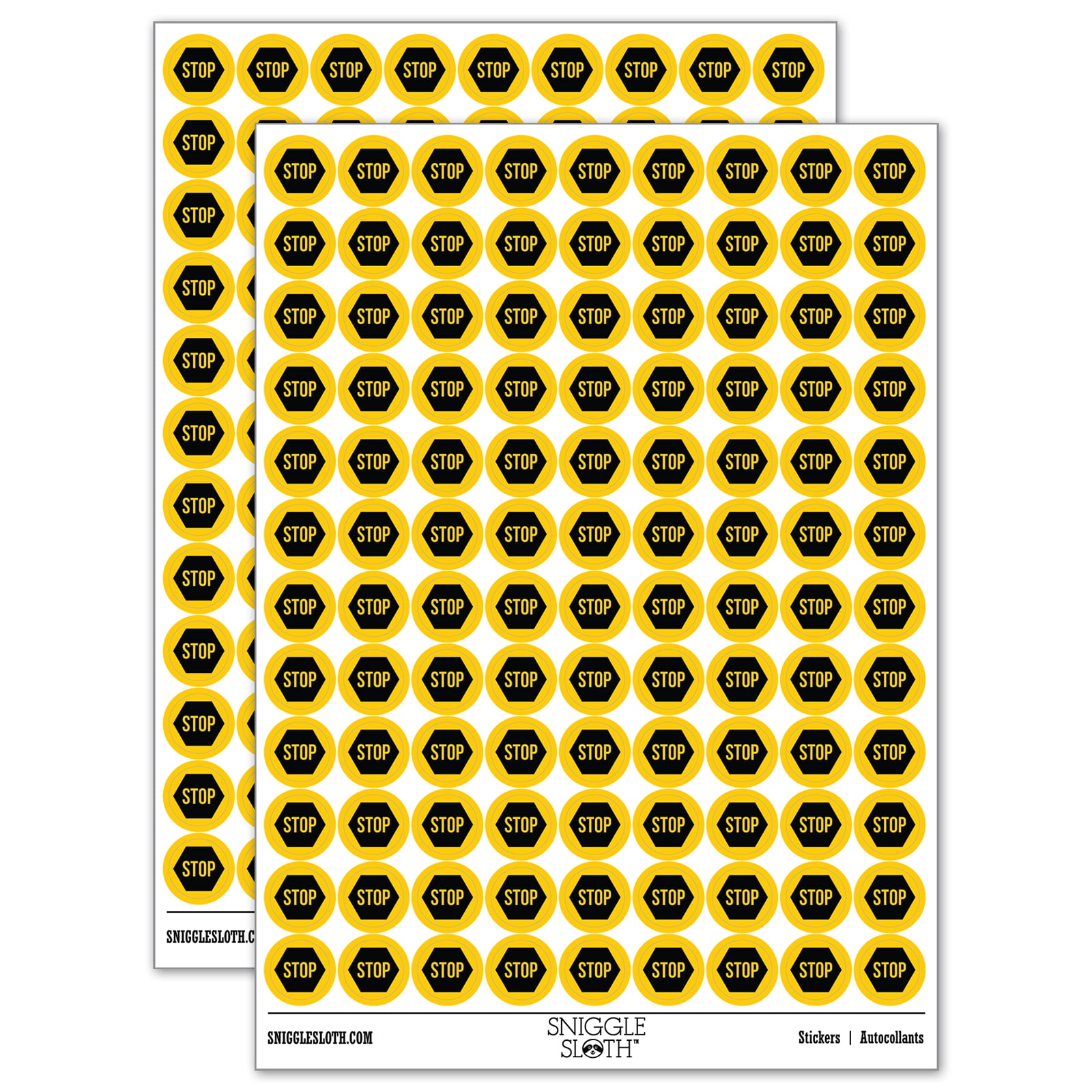 Stop Sign 200+ Round Stickers - Yellow - Gloss Finish - 0.50" Size ...