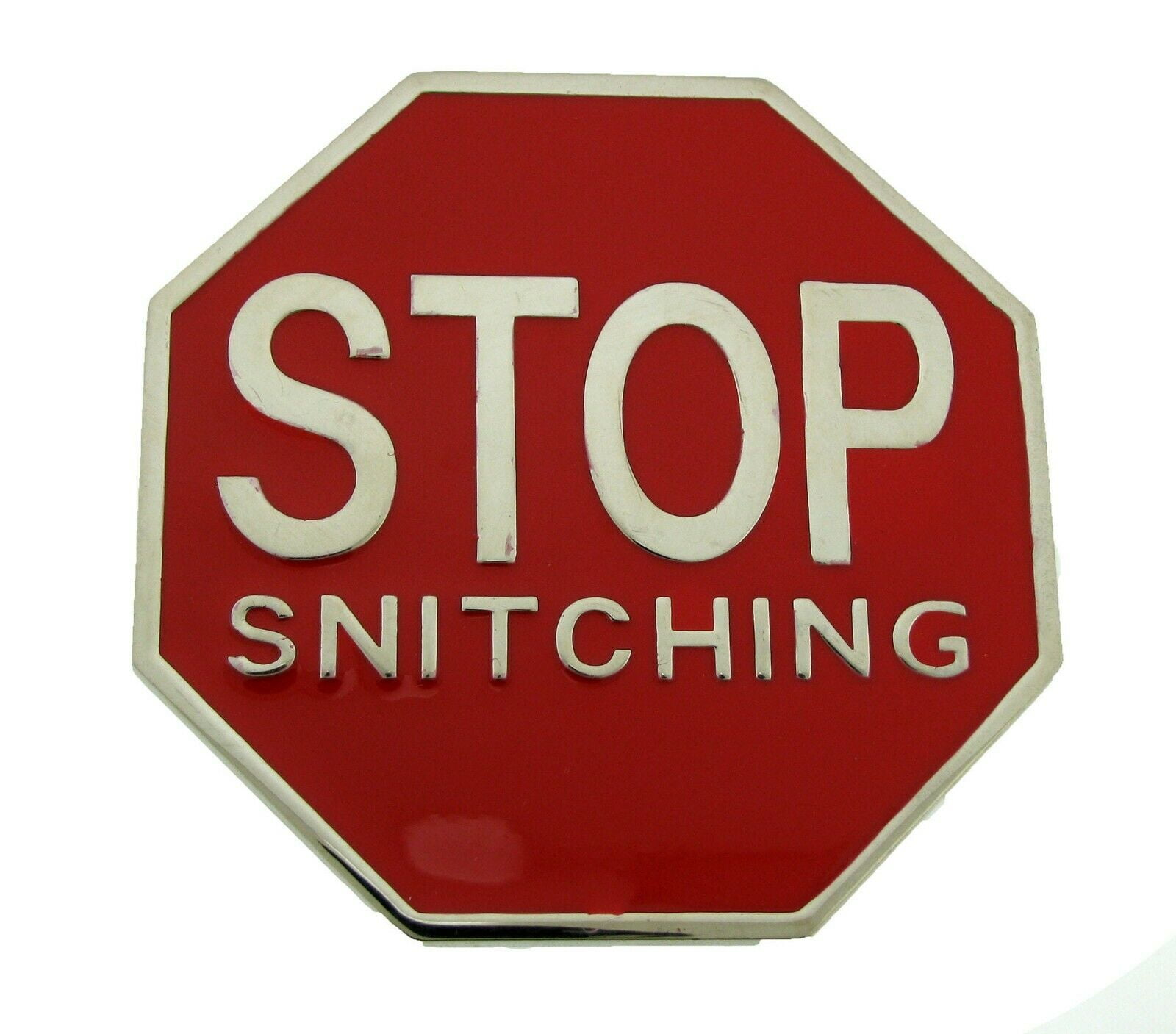 Stop Sign Snitching Text Red Belt Buckle Unisex Large New Style ...