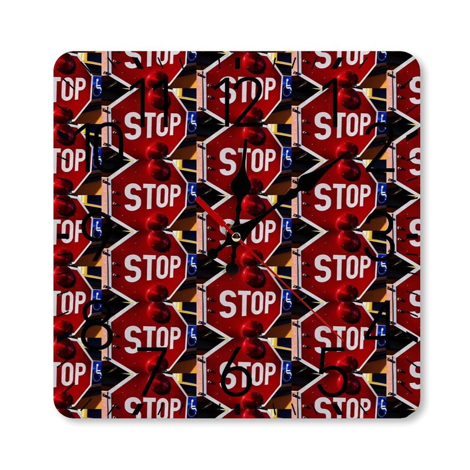 Stop Sign Wall Clock Silent Non-Ticking For Home Office Decor ...