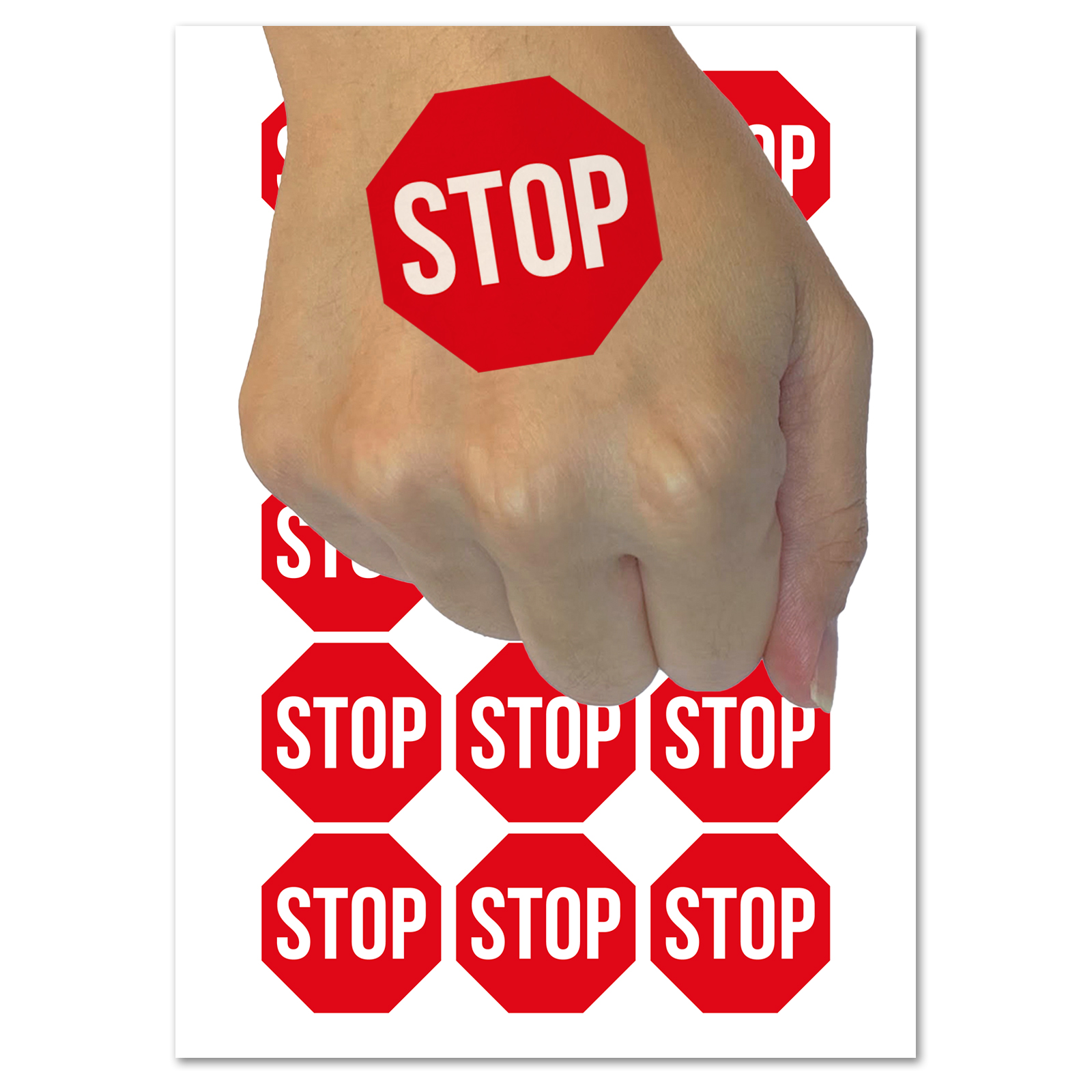 Stop Sign Water Resistant Temporary Tattoo Set Fake Body Art Collection ...