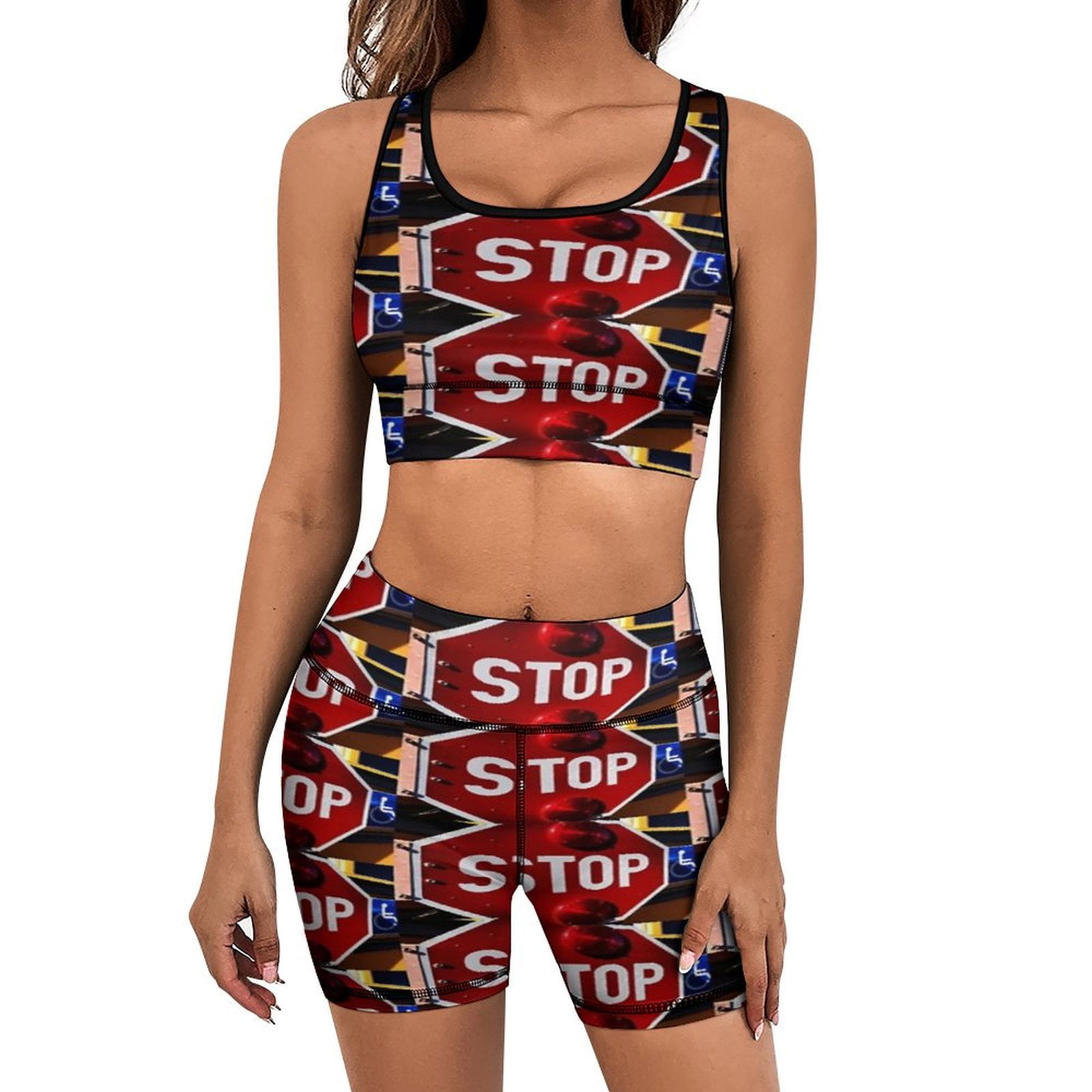 Stop Sign Working Out Sets for Women Workout Outfits for Women 2 Piece ...