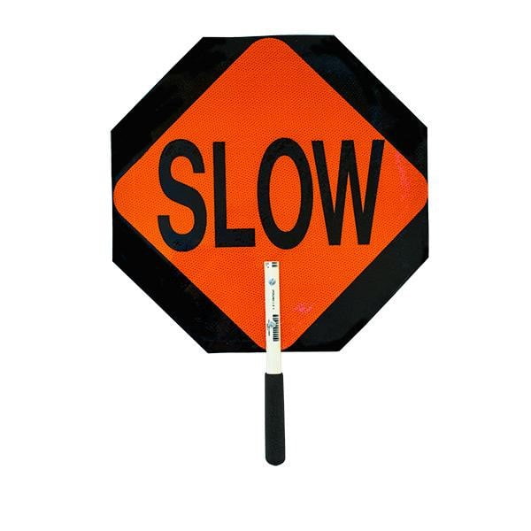 Stop/Slow Plastic Traffic Paddle, Reflective, 12" PVC Handle (1 Unit ...