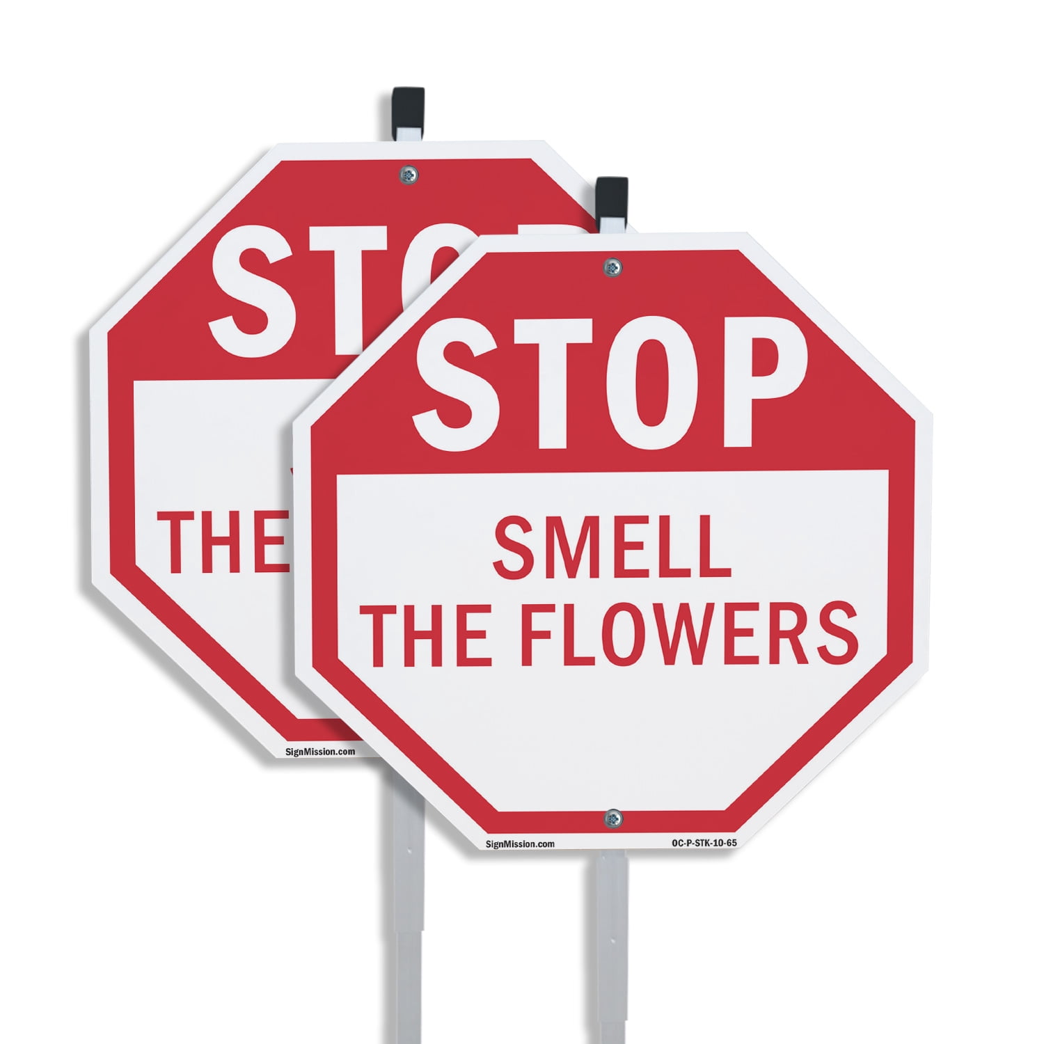 Stop Smell the Flowers (2 Pack) 10 inch X 10 inch Octagon Aluminum ...
