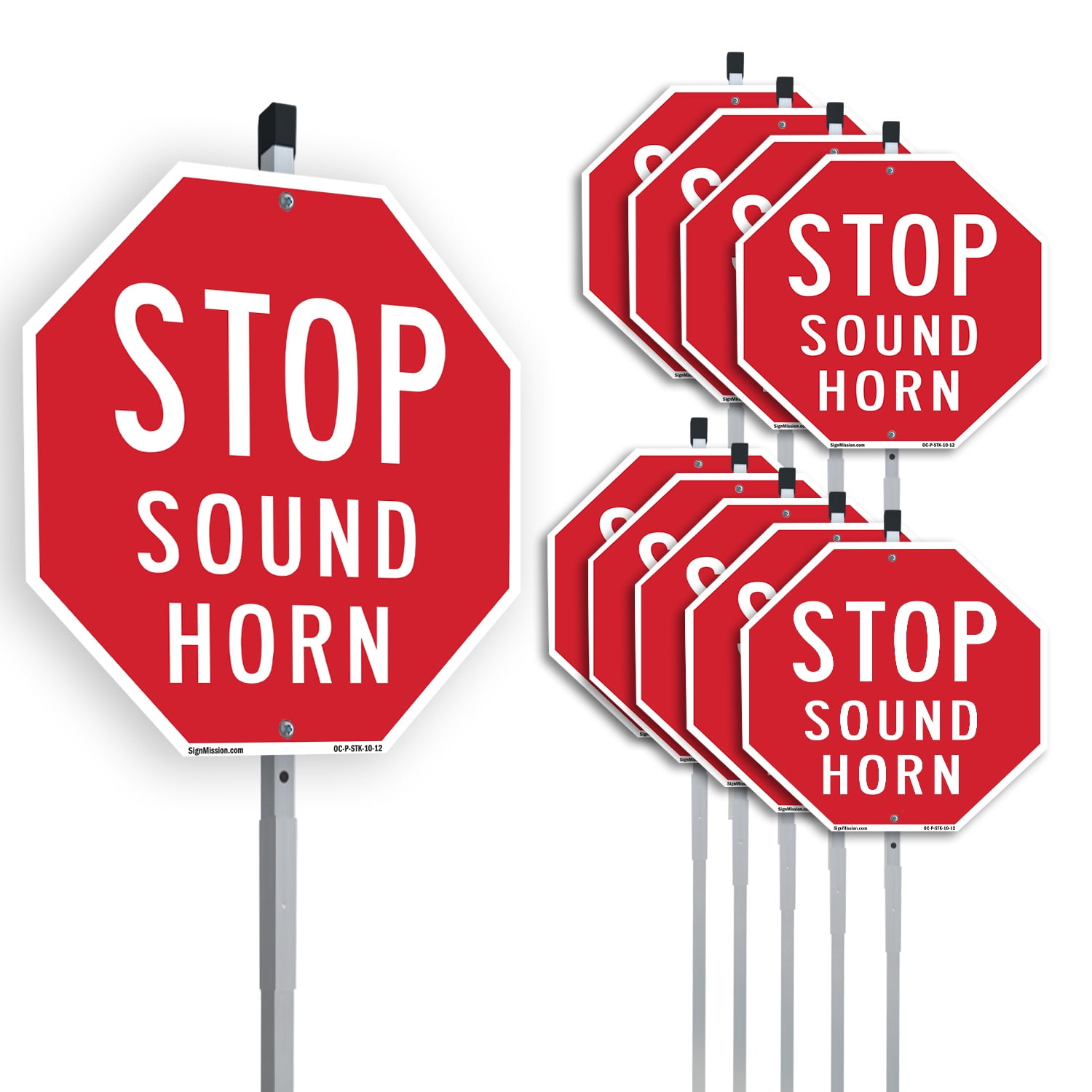 Stop Sound Horn (10 Pack) 10 inch X 10 inch Octagon Plastic Signs with ...