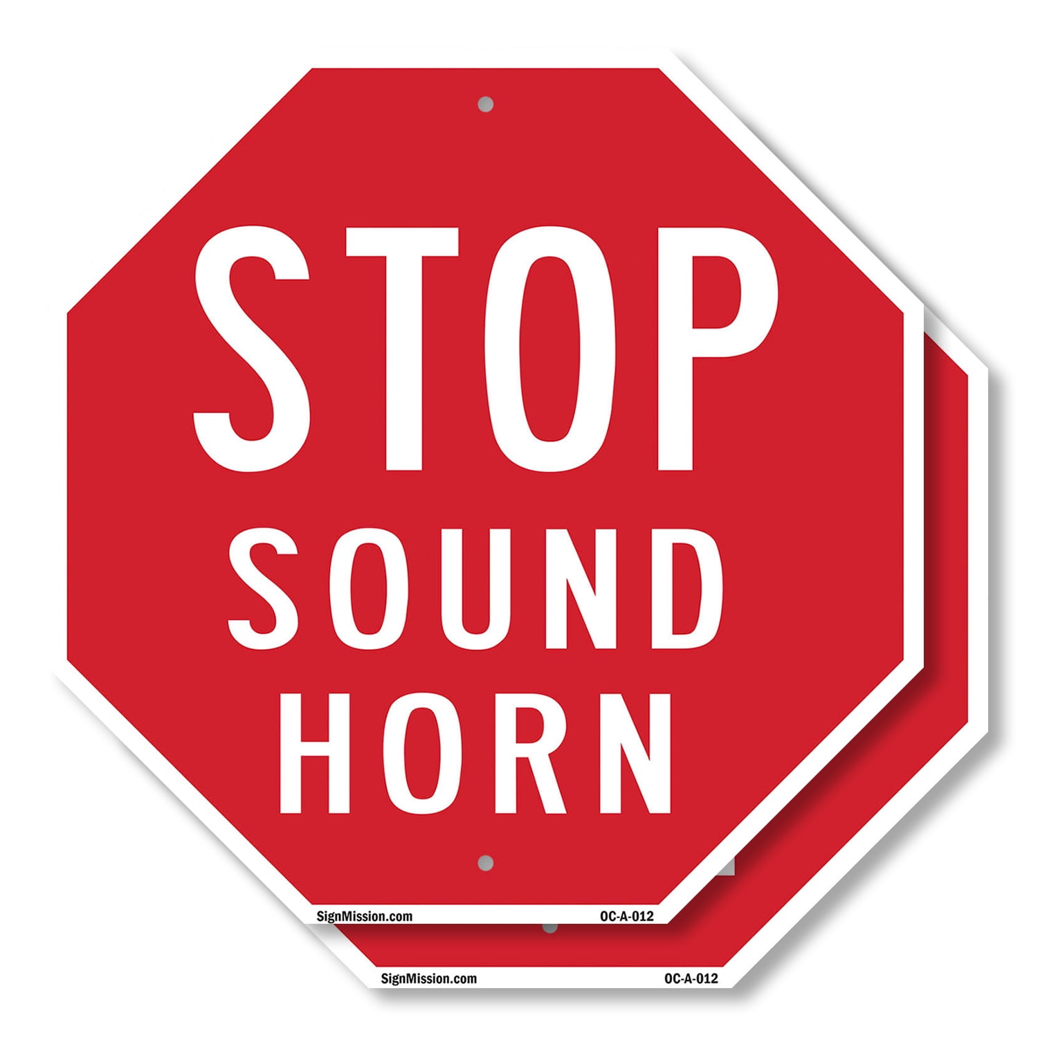 Stop Sound Horn (2 Pack) 10 inch X 10 inch Octagon Plastic Sign Weather ...