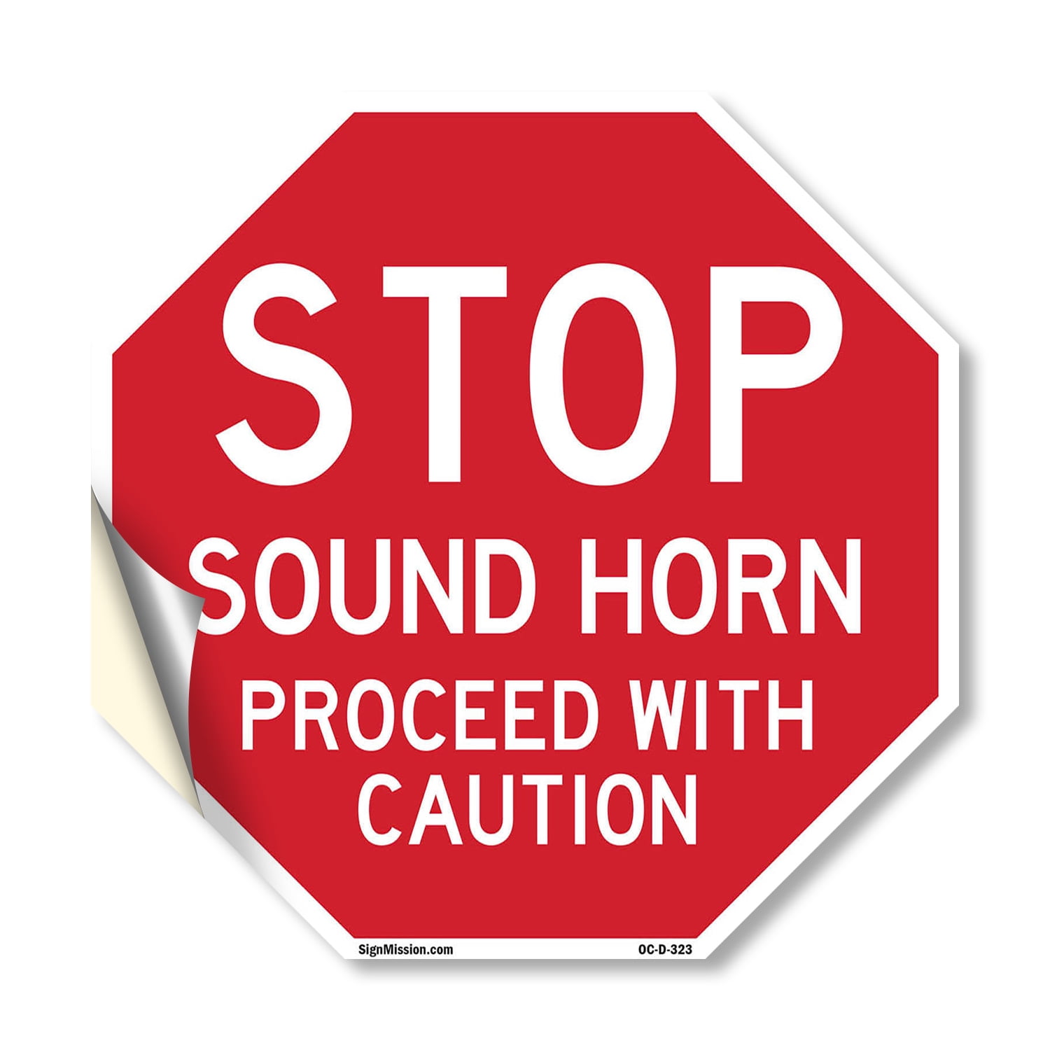 Stop Sound Horn Proceed with Caution 10 inch X 10 inch Octagon Vinyl ...