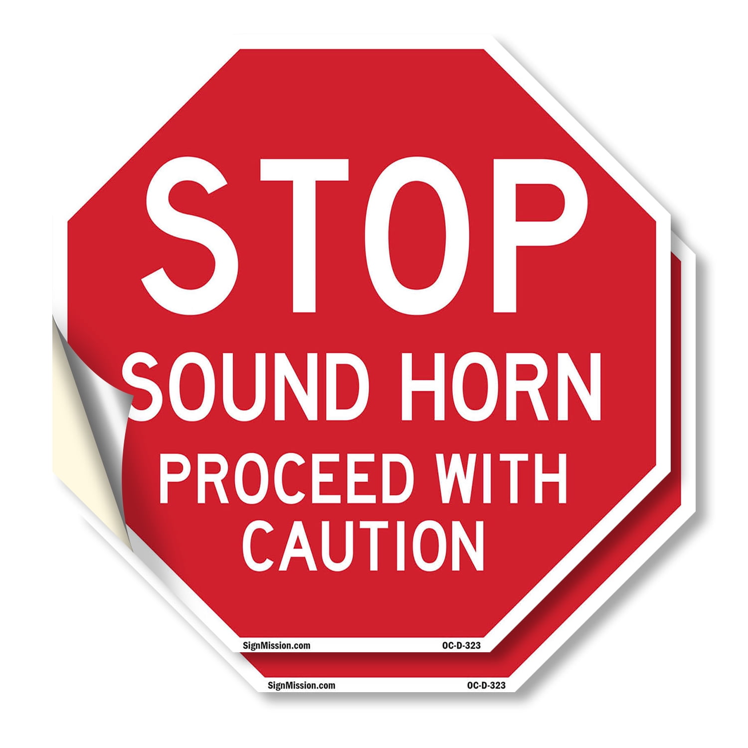 Stop Sound Horn Proceed with Caution (2 Pack) 18 inch X 18 inch Octagon ...