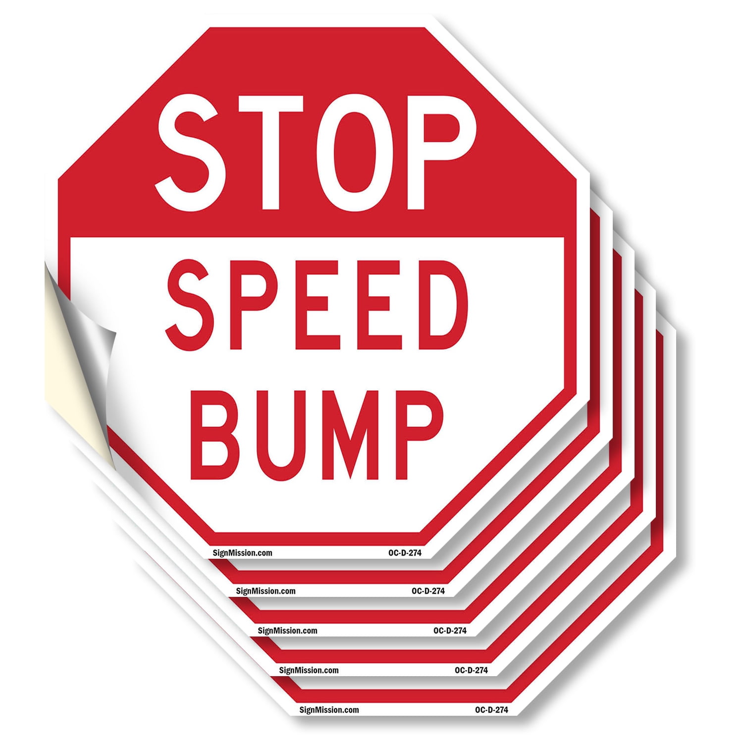 Stop Speed Bump (5 Pack) 4 inch X 4 inch Octagon Vinyl Label Decal ...