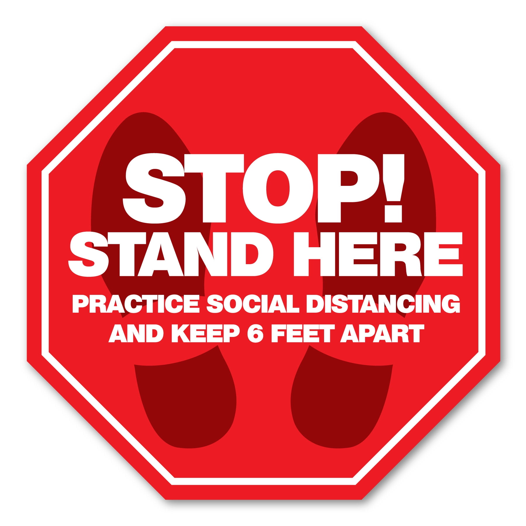 Stop! Stand Here 12" Octagon Floor Decal - Walmart.com