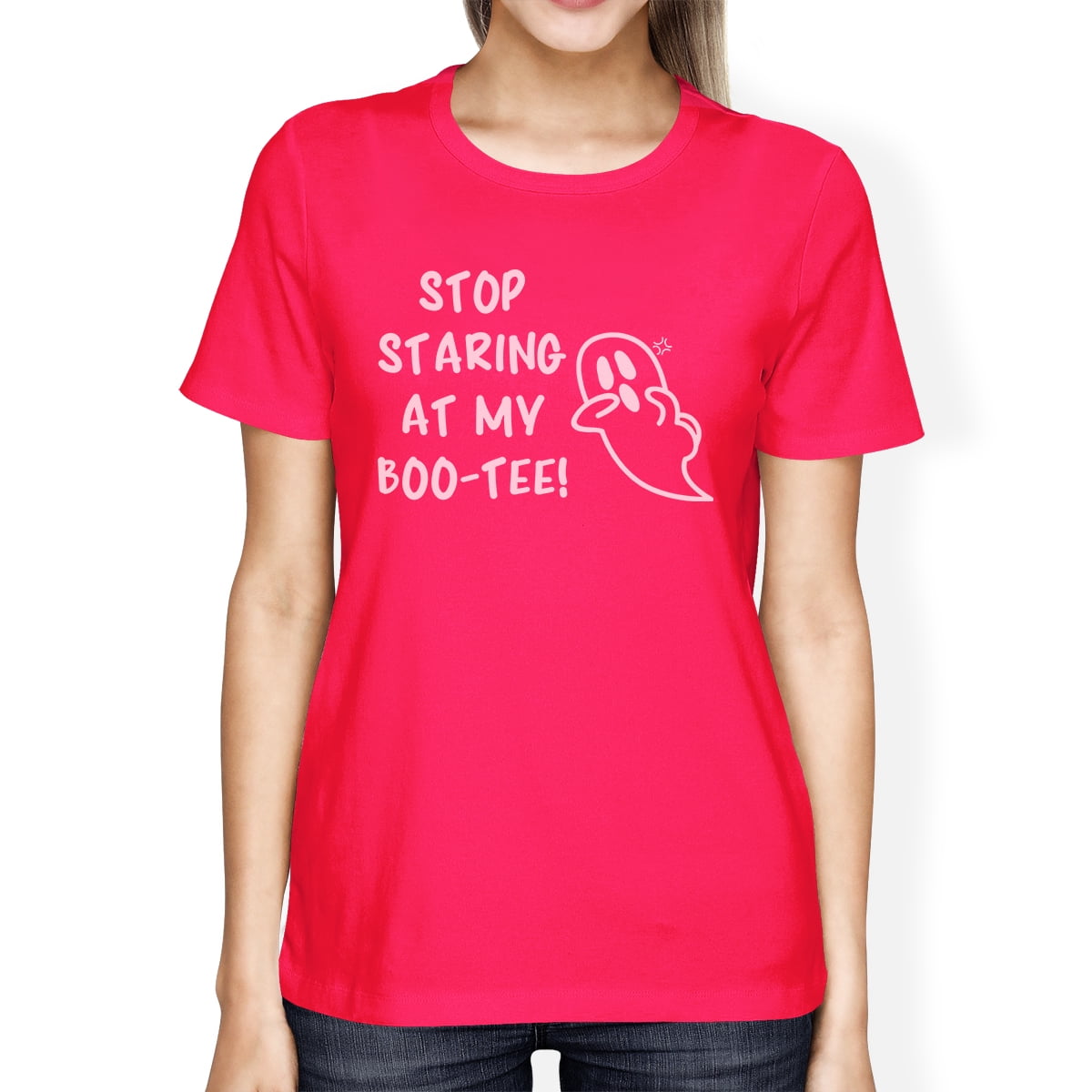 Stop Staring At My Boo-Tee Ghost Womens Hot Pink Shirt - Walmart.com