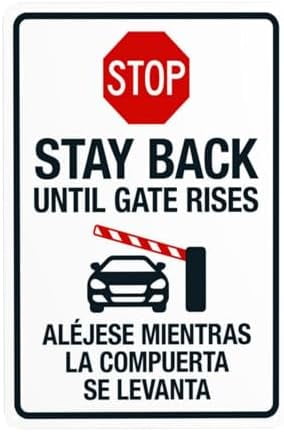 Stop Stay Back Until Gate Rises Warning,Gate Security Metal Signs for ...