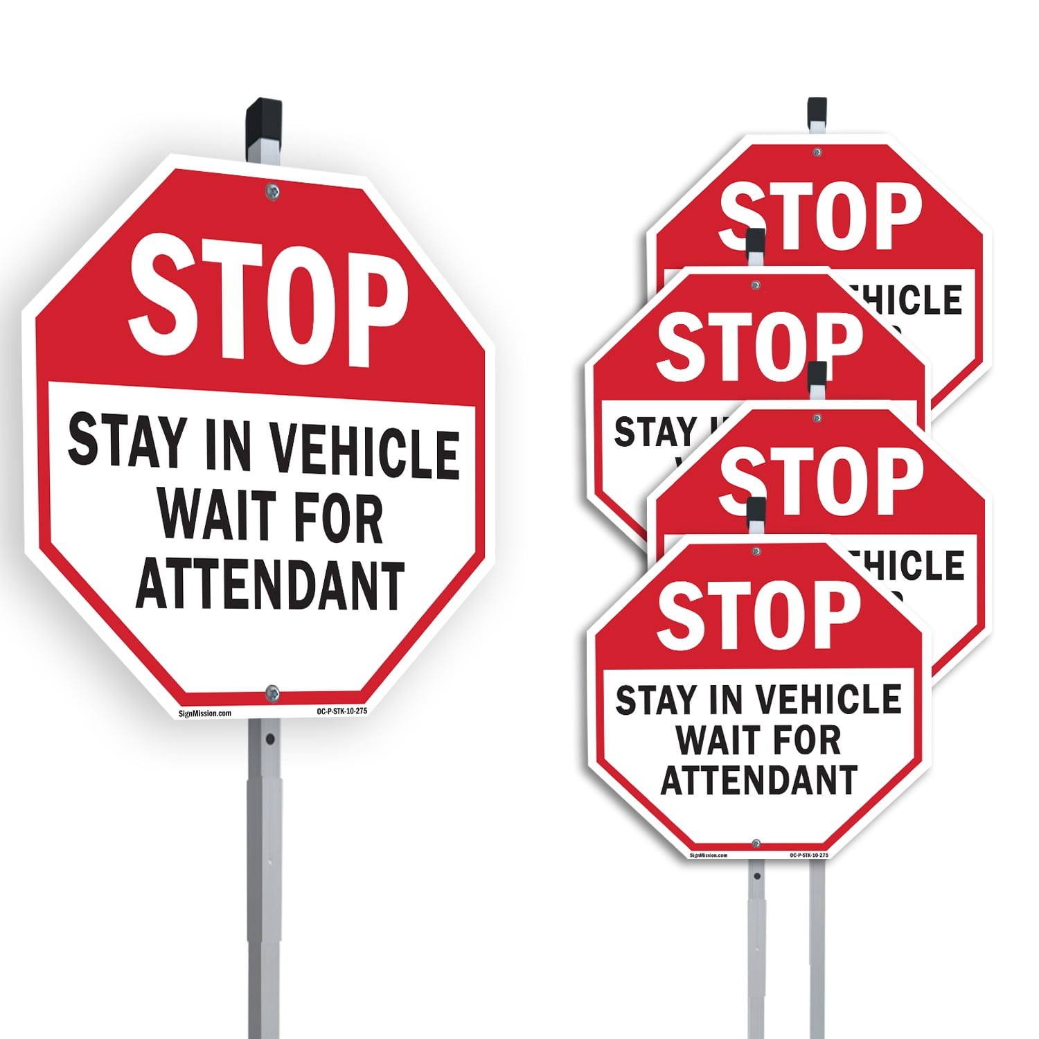 Stop Stay in Vehicle Wait for Attendant (5 Pack) 10 inch X 10 inch ...