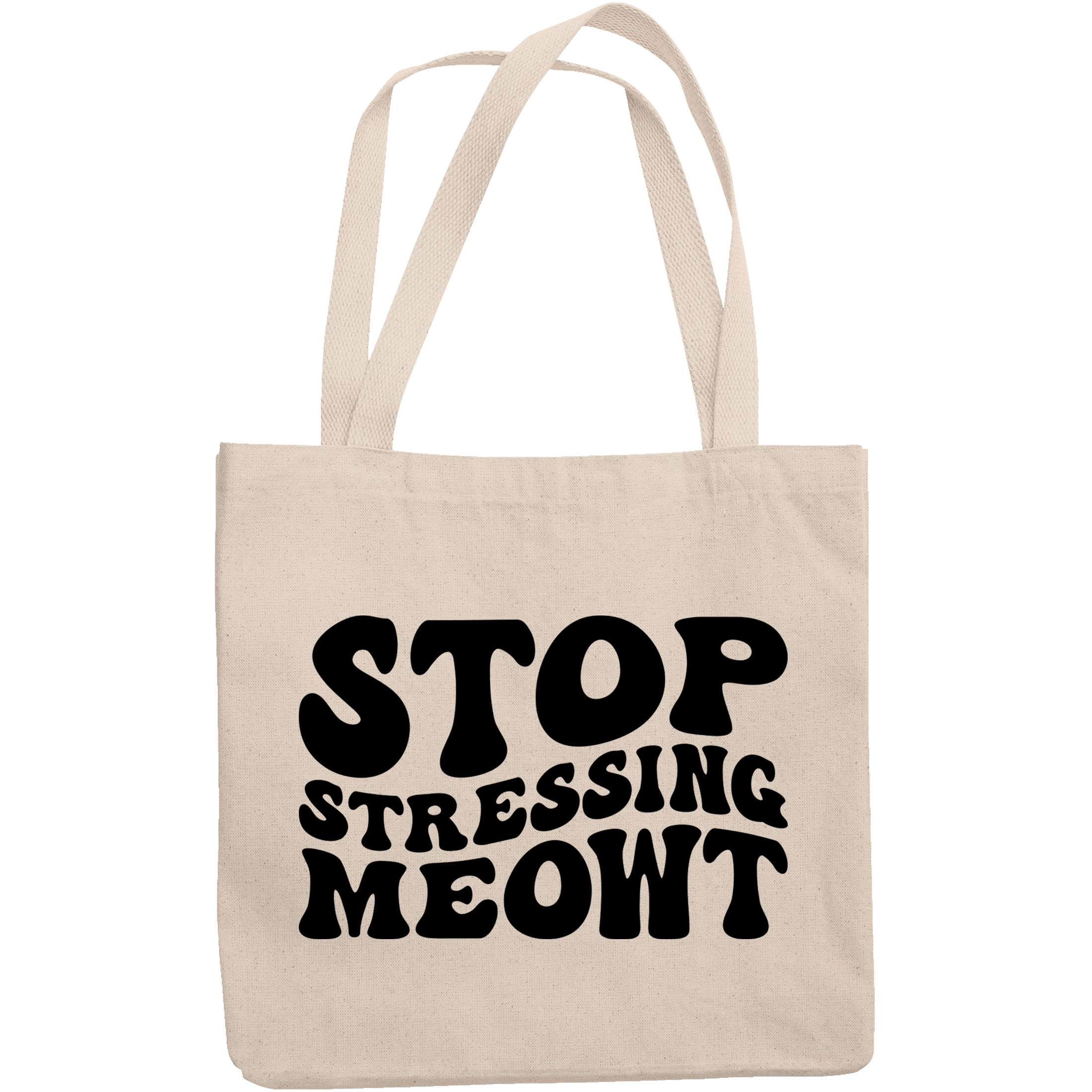 Stop Stressing Meowt, Funny Cat Pun, Groovy Retro Wavy Text Merch Gift ...
