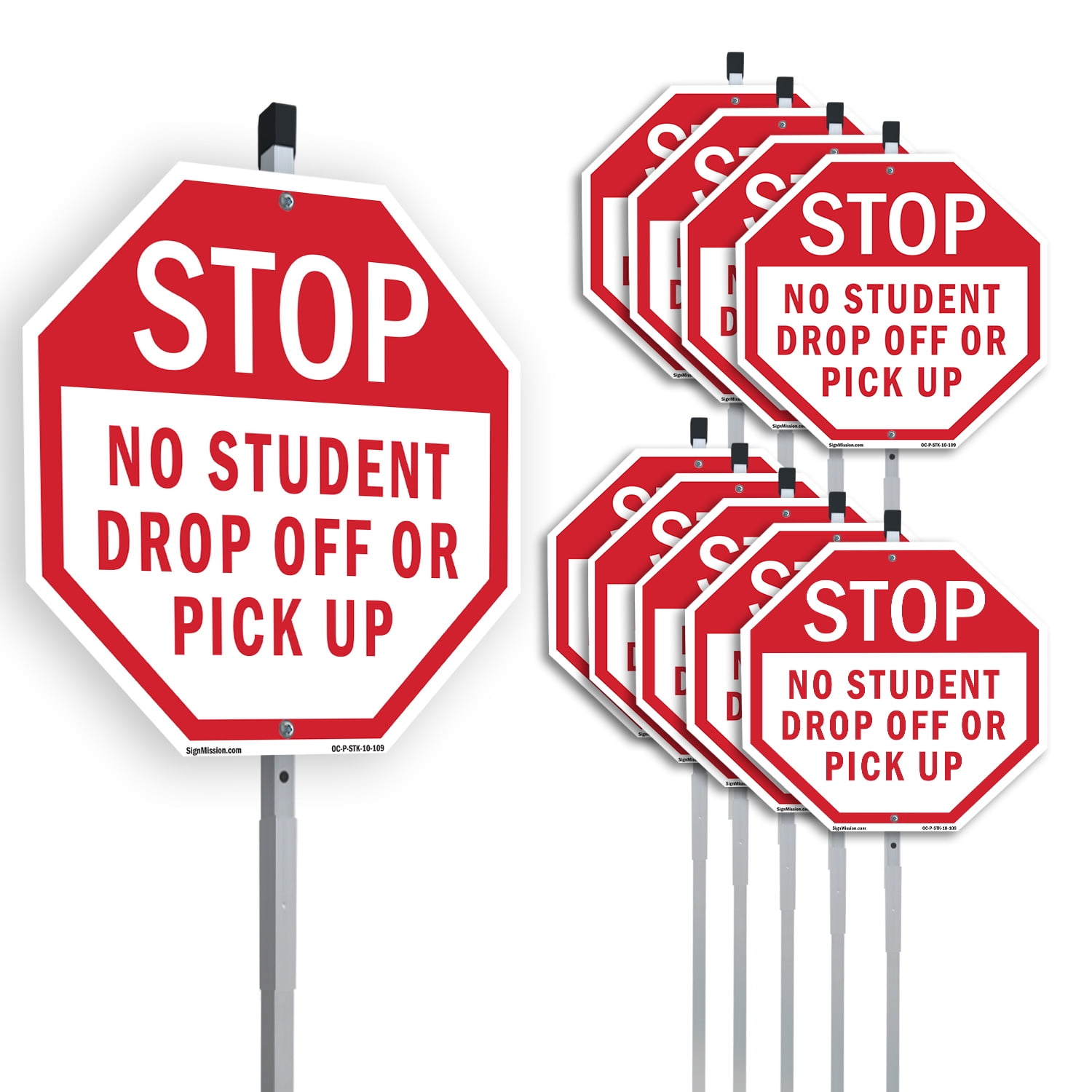 Stop No Student Drop Off or Pick Up (10 Pack) 10 inch X 10 inch Octagon ...