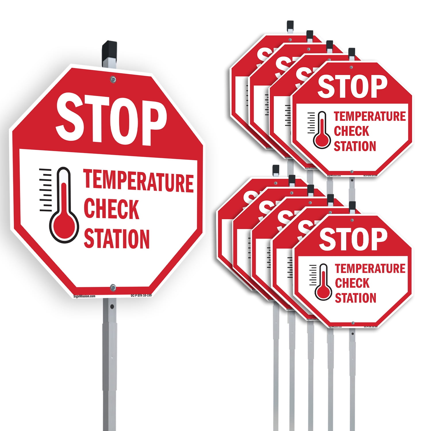 Stop Temperature Check Station (10 Pack) 10 inch X 10 inch Octagon ...