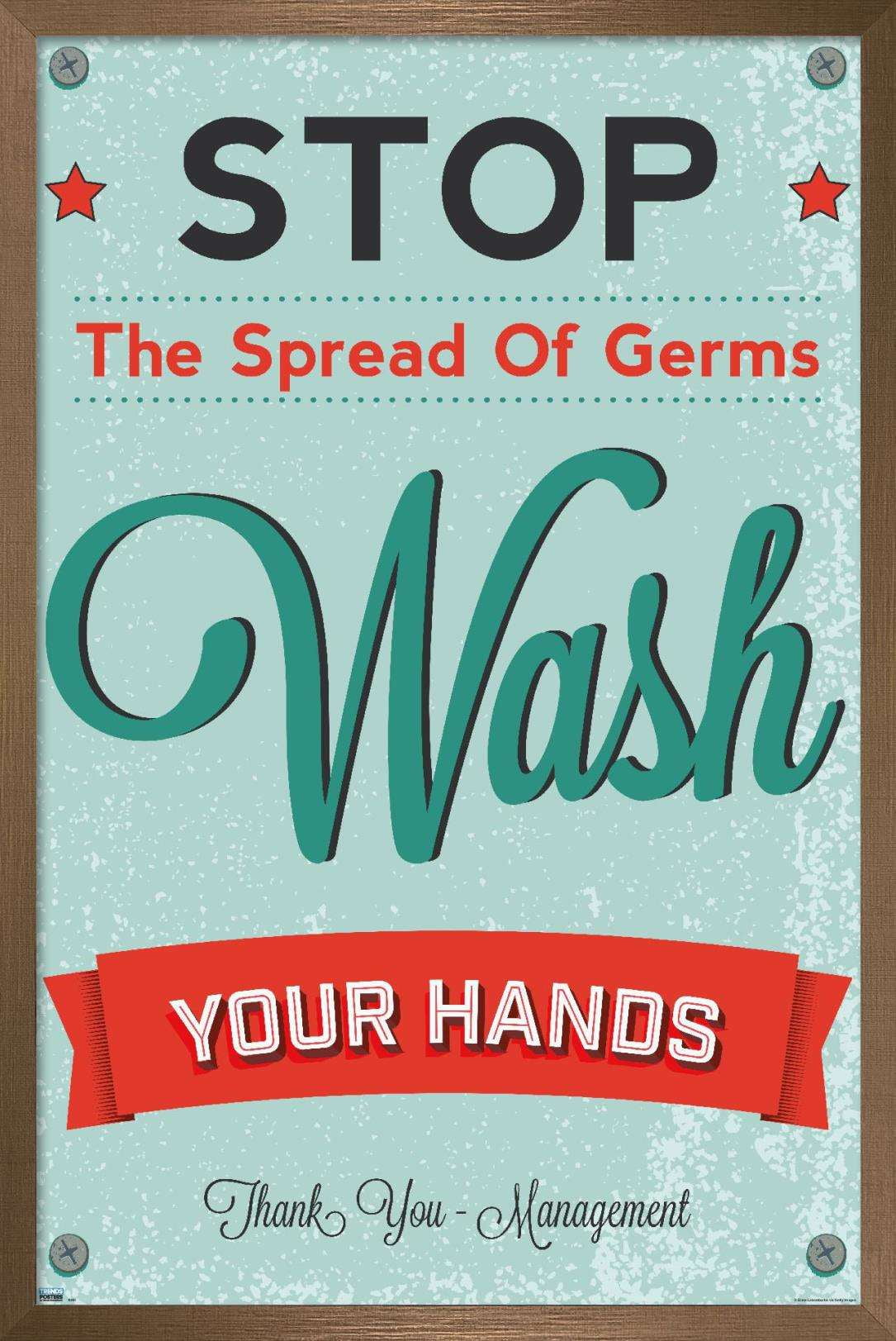 Stop The Spread of Germs - Wash Your Hands Wall Poster, 22.375" x 34 ...