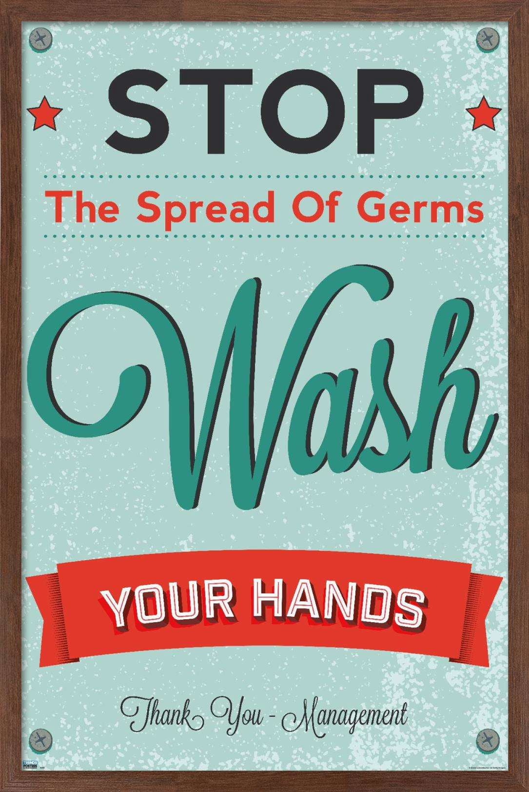 Stop The Spread of Germs - Wash Your Hands Wall Poster, 22.375" x 34 ...