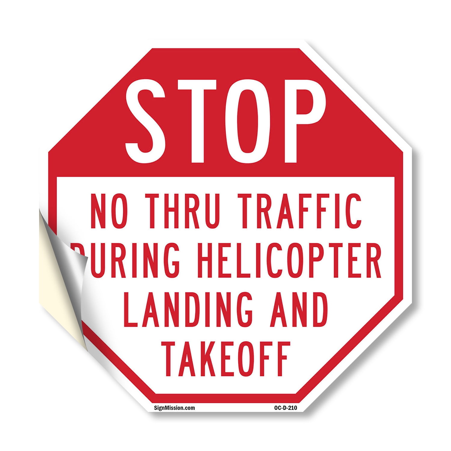Stop No Thru Traffic During Helicopter Landing and Takeoff 18 inch X 18 ...