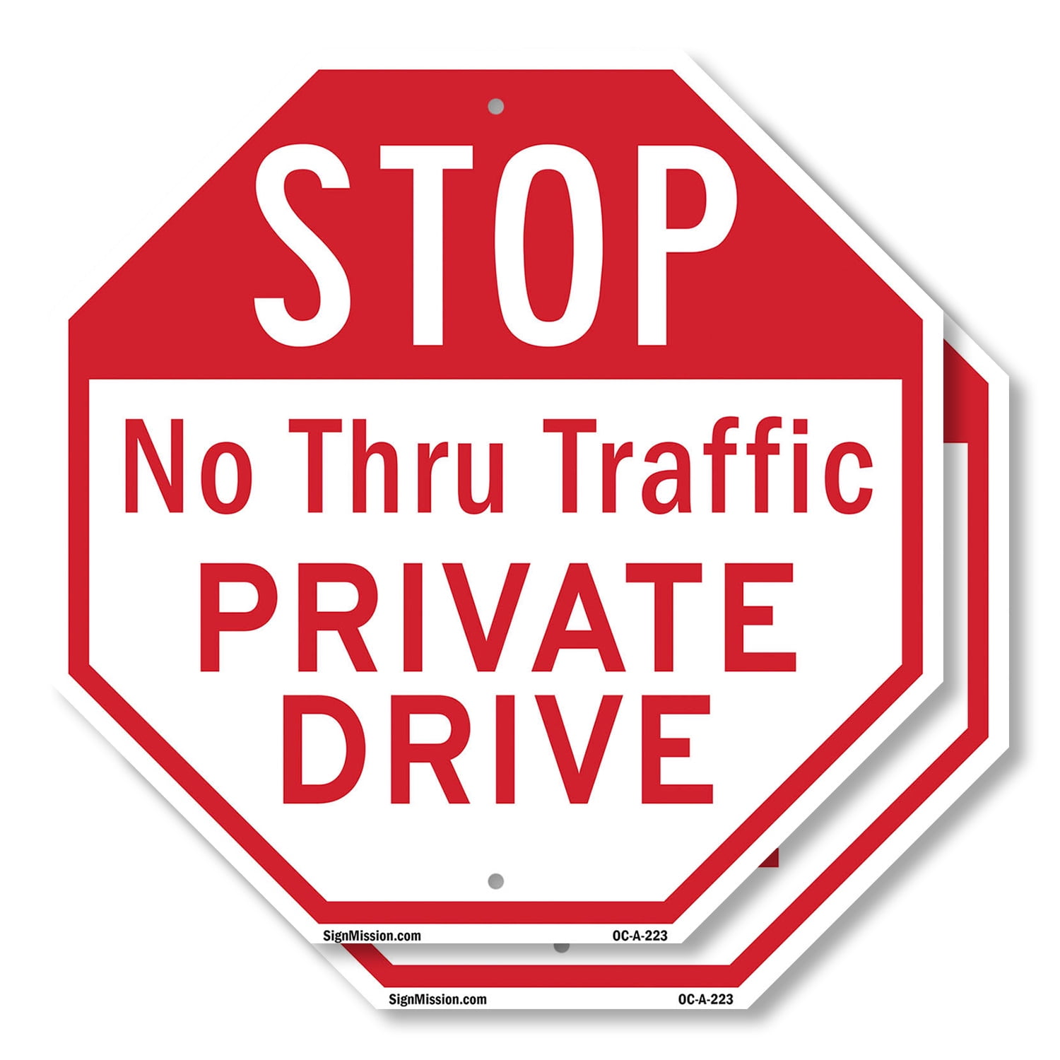 Stop No Thru Traffic Private Drive (2 Pack) 6 inch X 6 inch Octagon ...