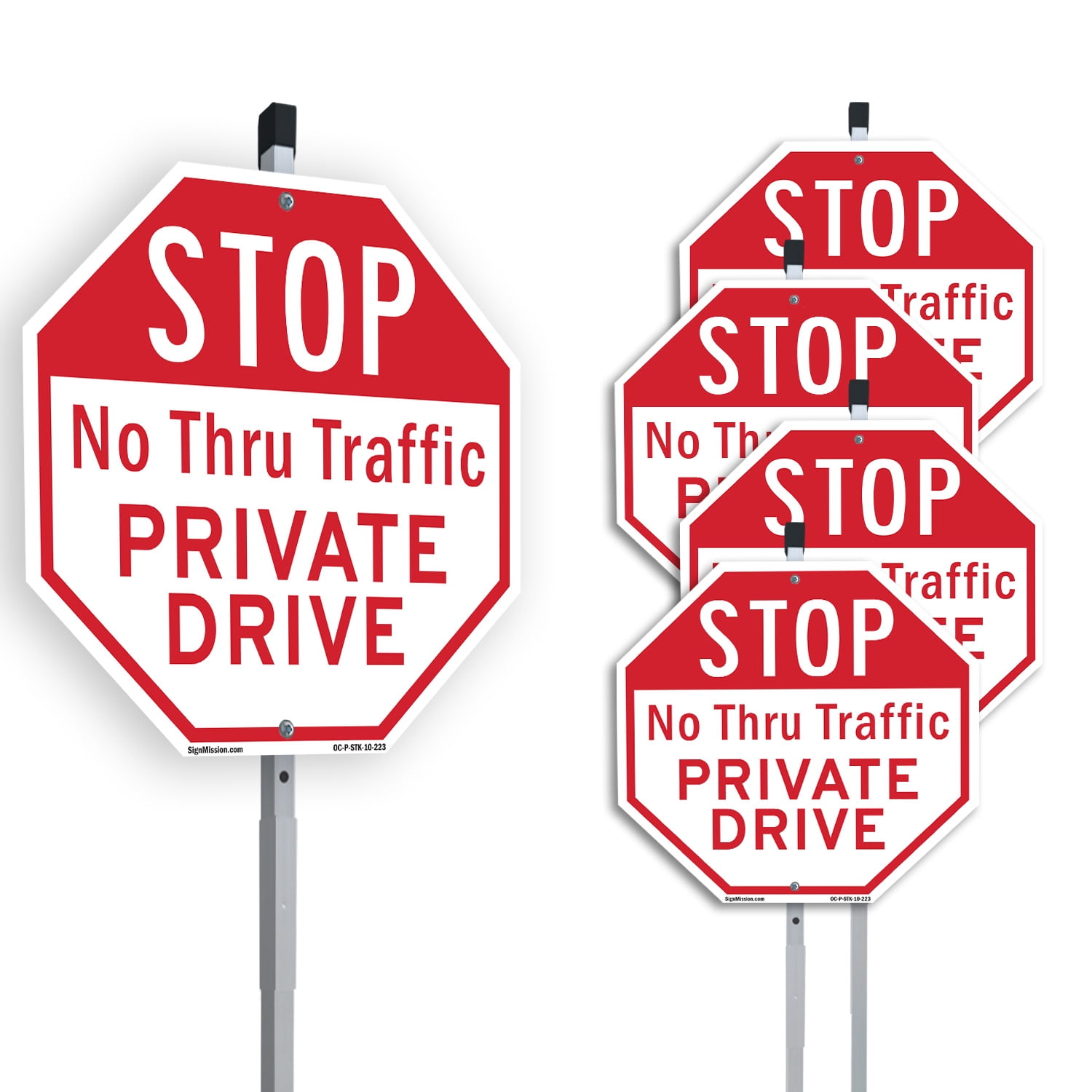 Stop No Thru Traffic Private Drive (5 Pack) 10 inch X 10 inch Octagon ...