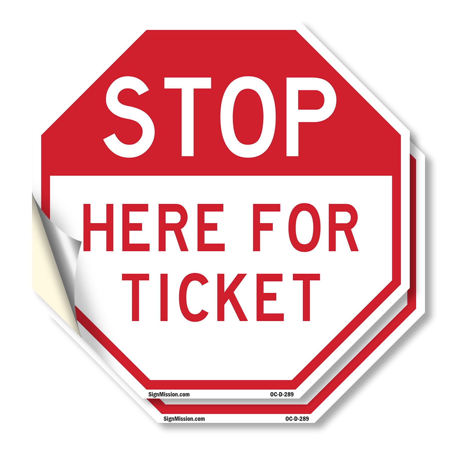 Stop Here for Ticket (2 Pack) 10 inch X 10 inch Octagon Vinyl Label ...