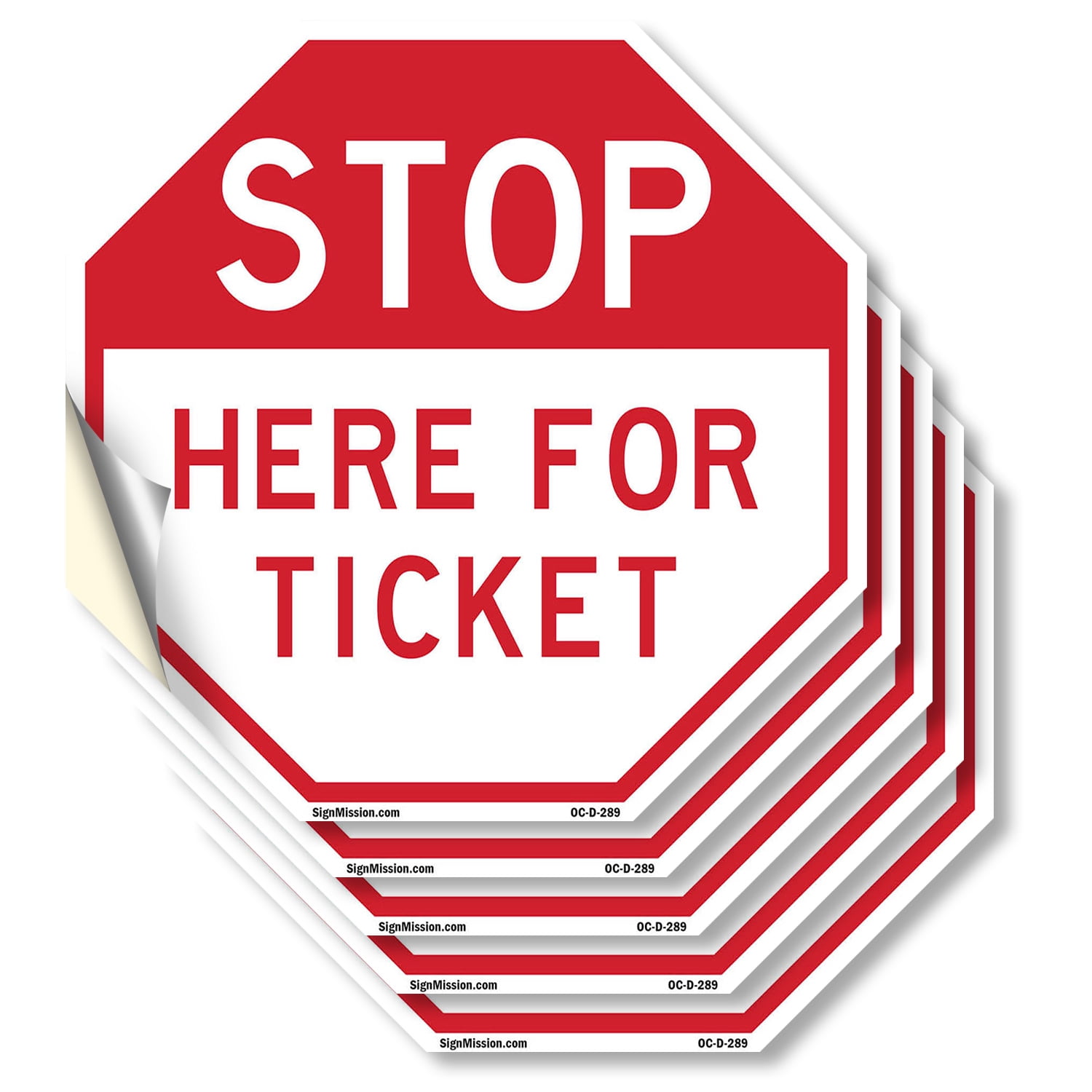 Stop Here for Ticket (5 Pack) 4 inch X 4 inch Octagon Vinyl Label Decal ...
