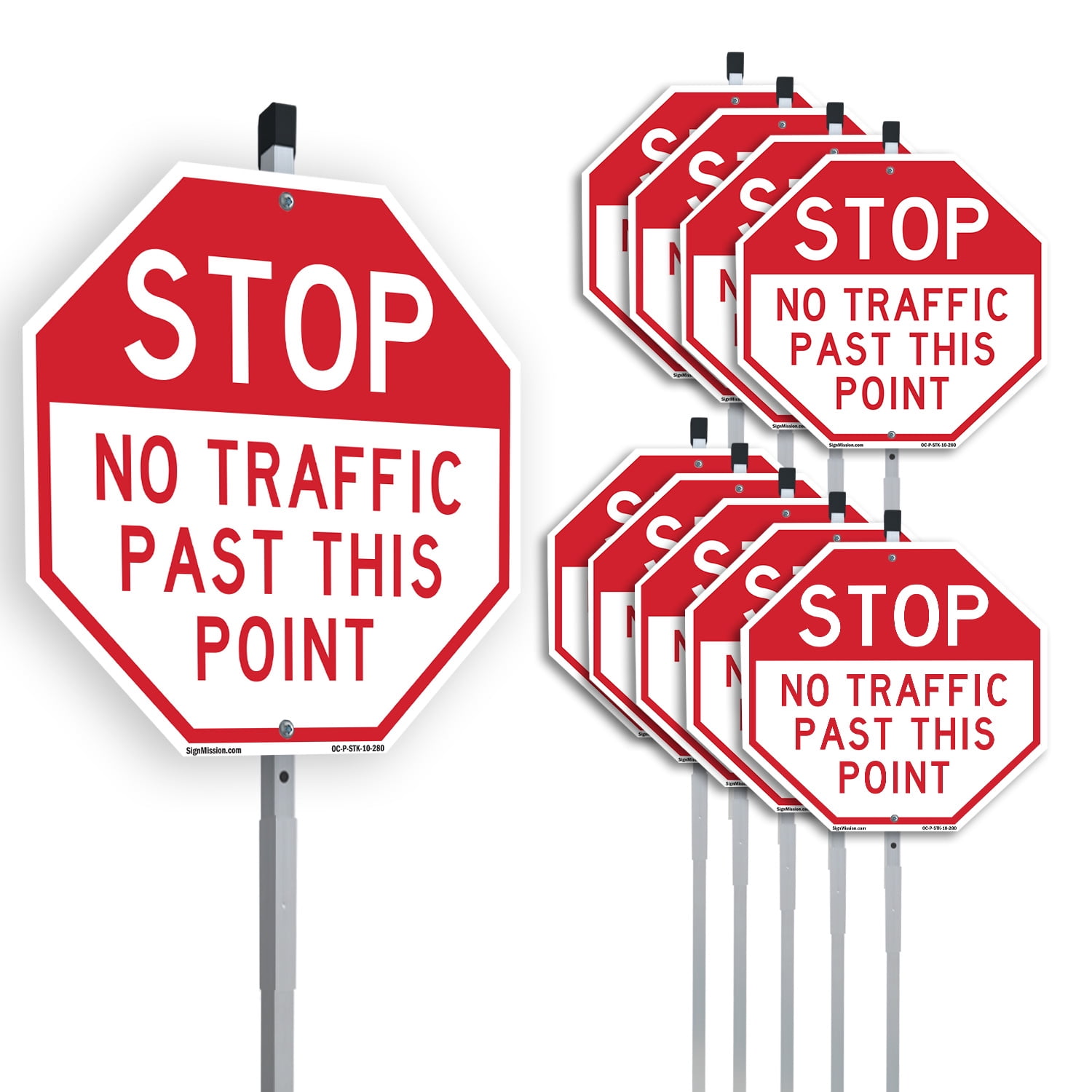 Stop No Traffic Past This Point (10 Pack) 10 inch X 10 inch Octagon ...