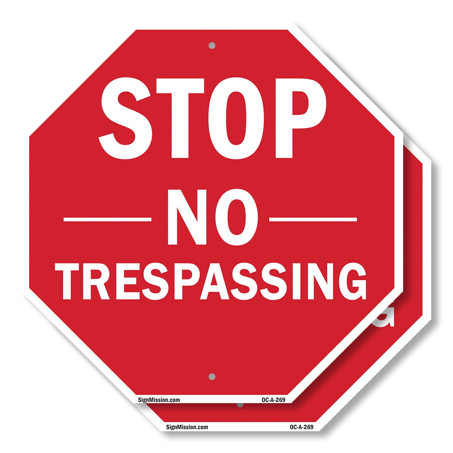 Stop No Trespassing (2 Pack) 18 inch X 18 inch Octagon Plastic Sign ...