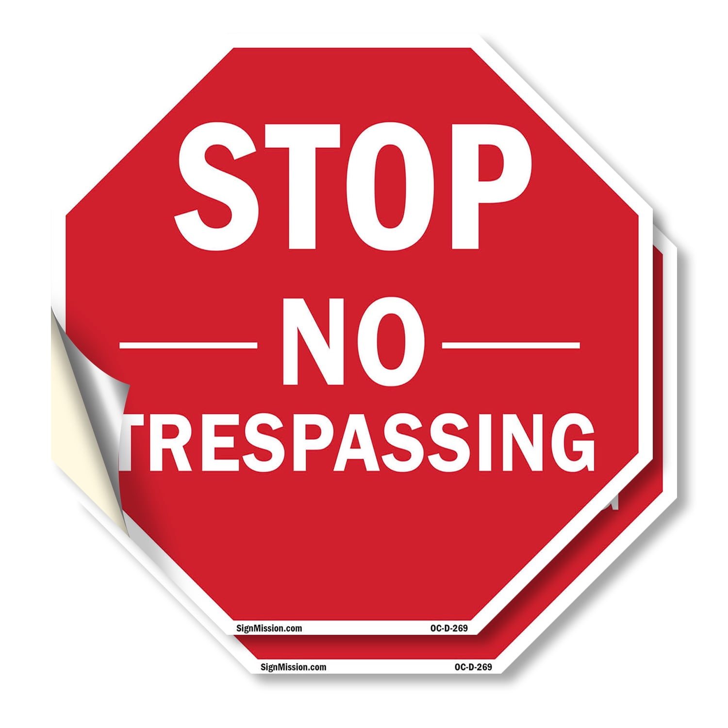 Stop No Trespassing (2 Pack) 18 inch X 18 inch Octagon Vinyl Label ...