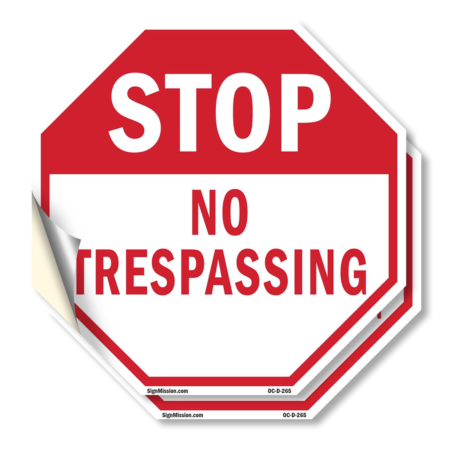 Stop No Trespassing (2 Pack) 4 inch X 4 inch Octagon Vinyl Label Decal ...